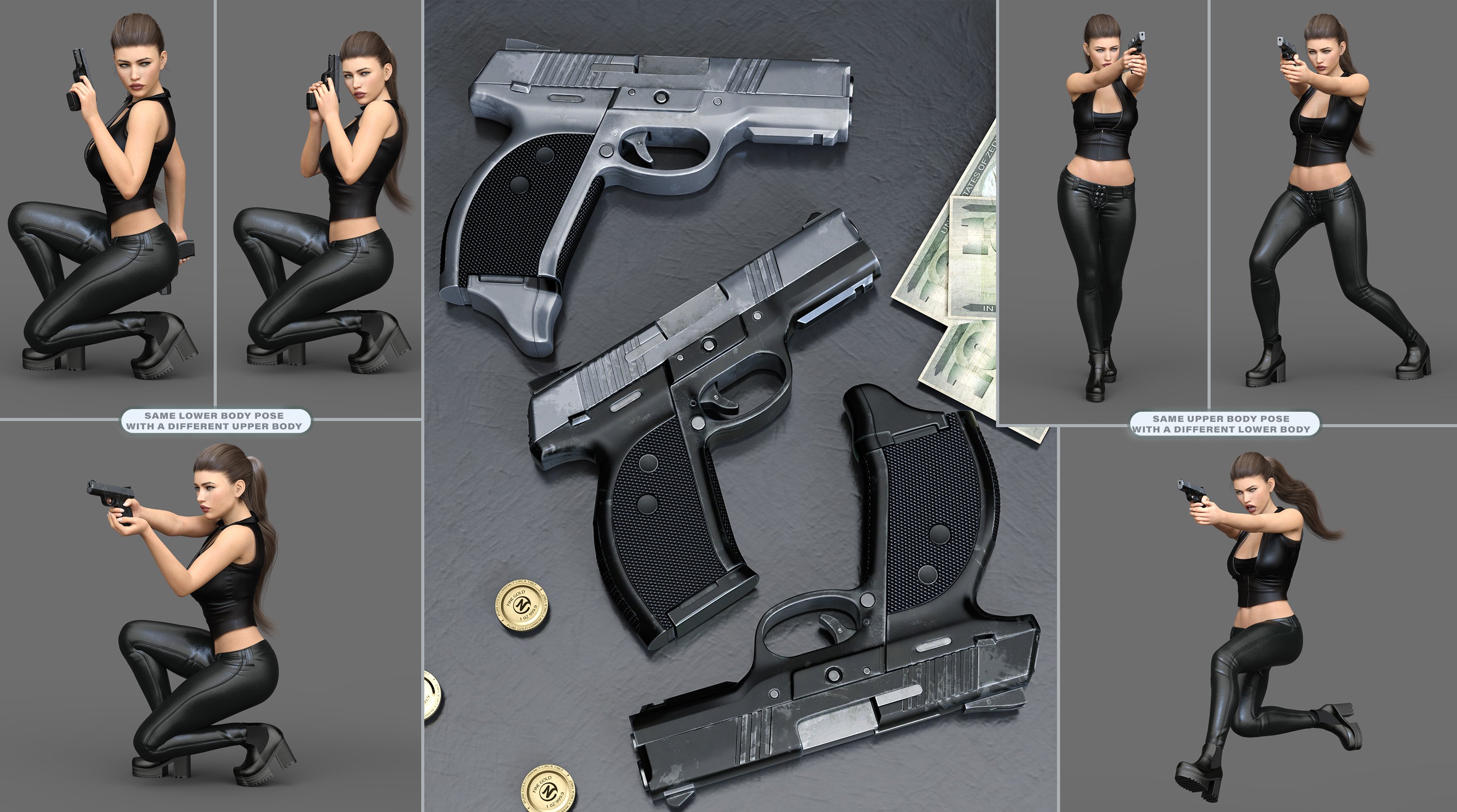 Z Ultimate Handgun Prop and Pose Mega Set for Genesis 8 and 8.1 | Daz 3D