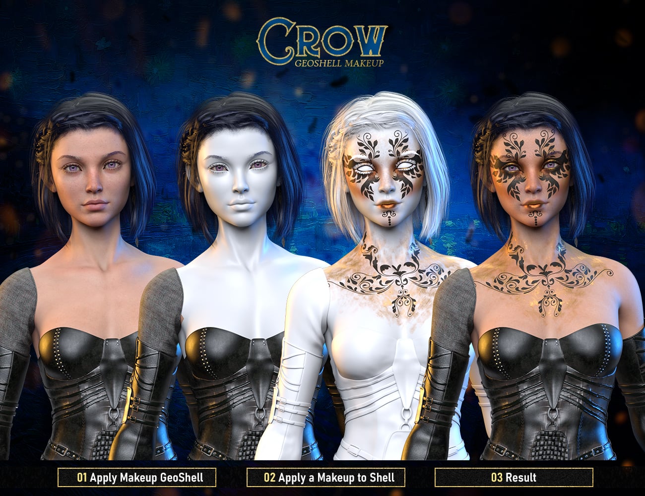 Fpe Crow Geoshell Makeup For Genesis 8 1 Female Daz 3d