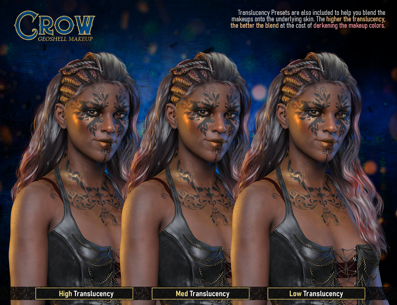 Fpe Crow Geoshell Makeup For Genesis 8 1 Female Daz 3d