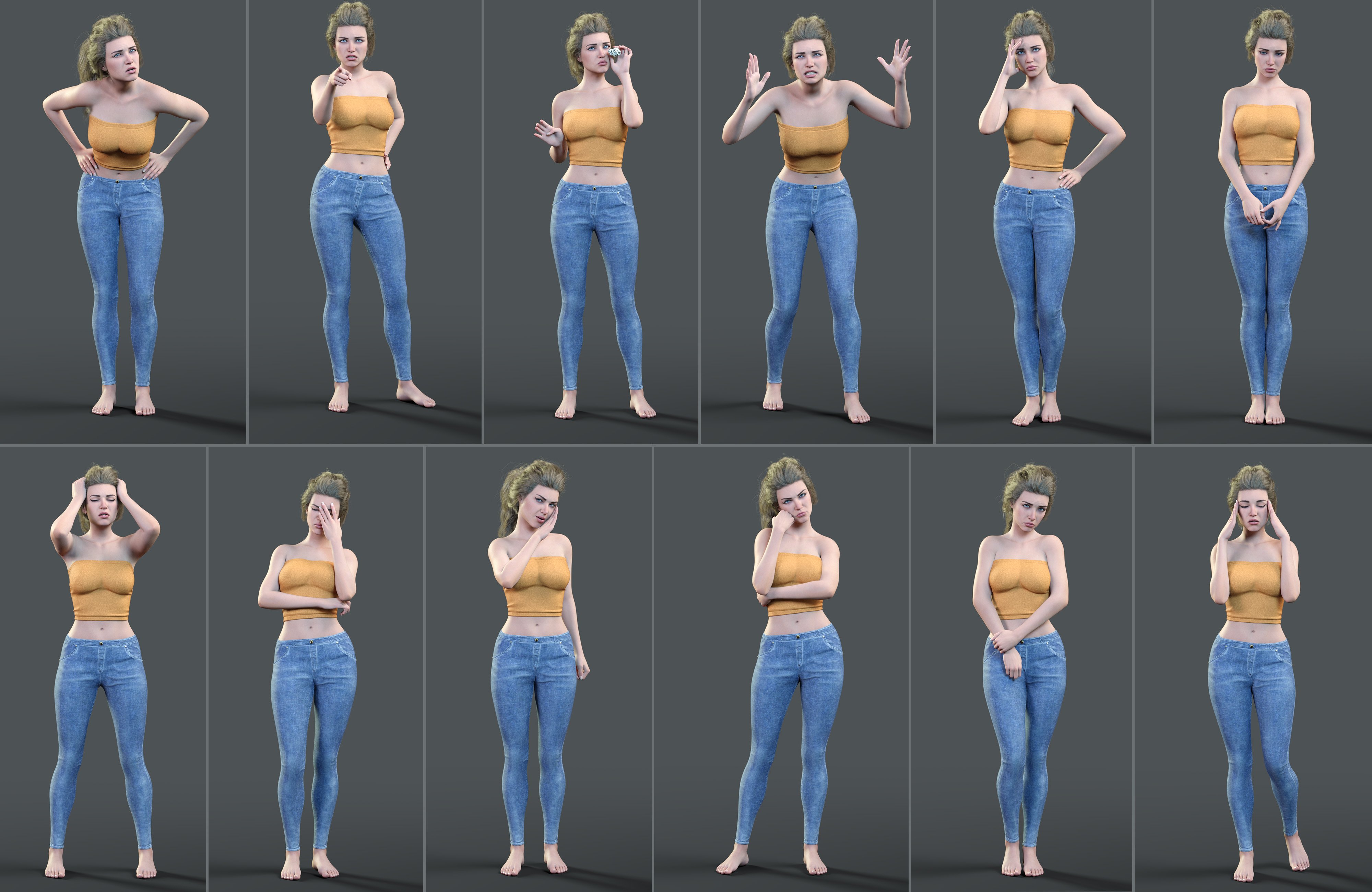 Z Negative Emotions Utility Pose Collection for Genesis 8 and 8.1 | Daz 3D
