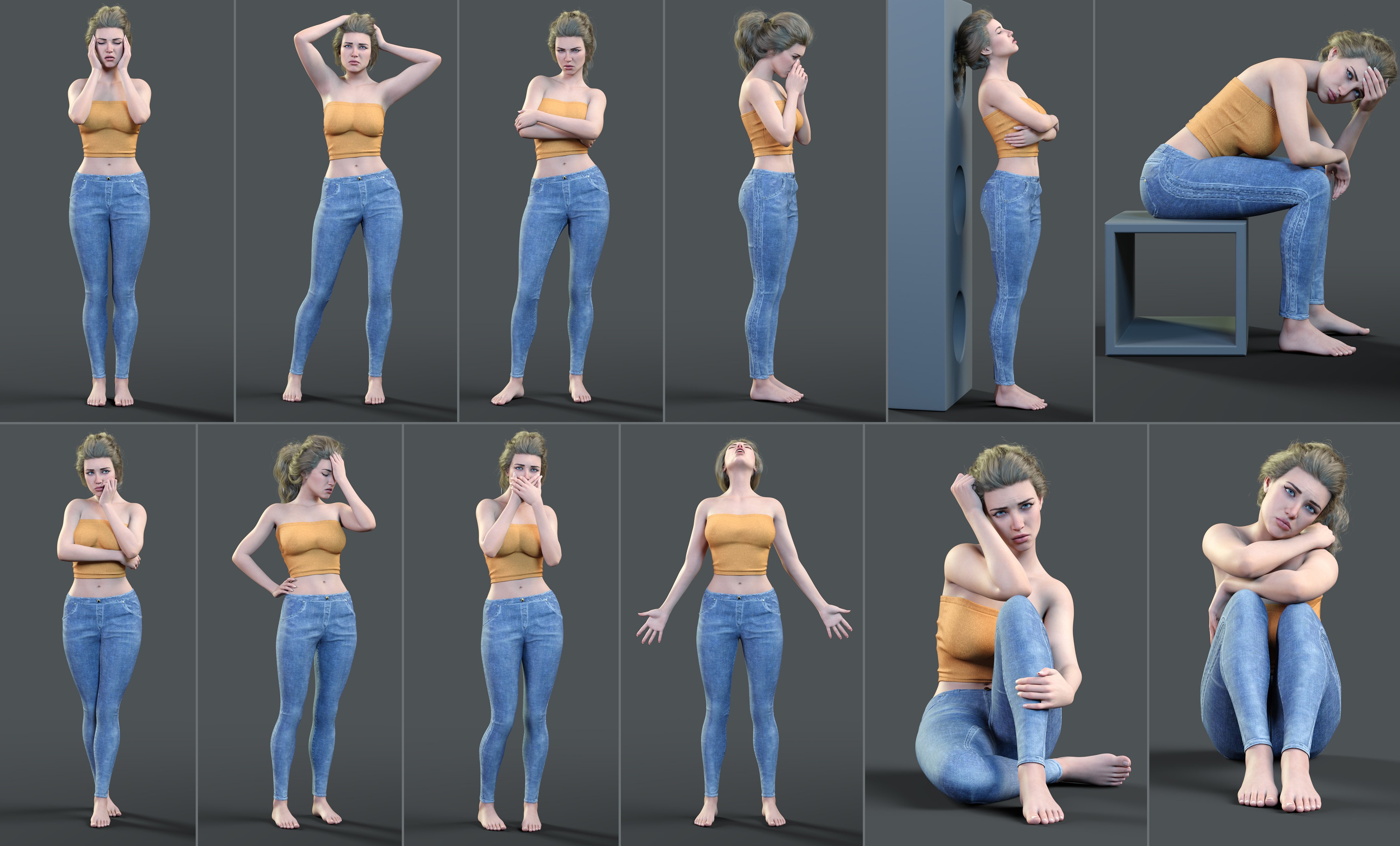 Z Negative Emotions Utility Pose Collection for Genesis 8 and 8.1 | Daz 3D