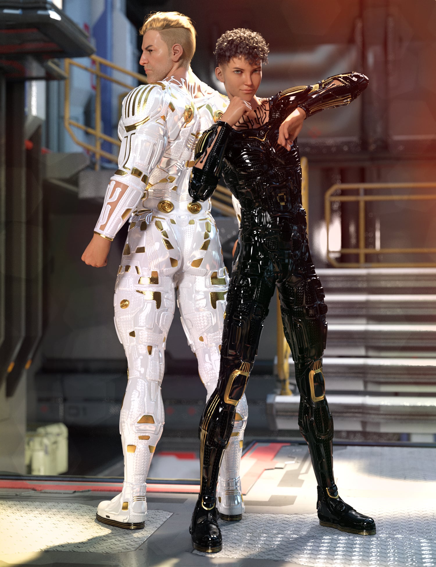 Cyber Guardian Outfit for Genesis 8.1 Males | Daz 3D