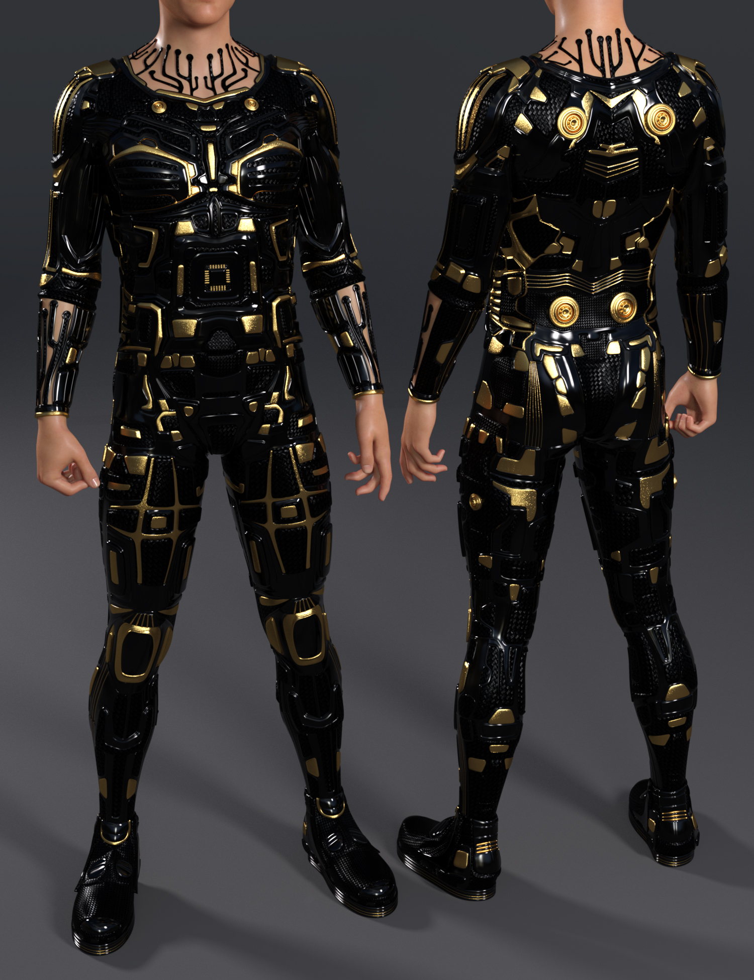 Cyber Guardian Outfit for Genesis 8.1 Males | Daz 3D