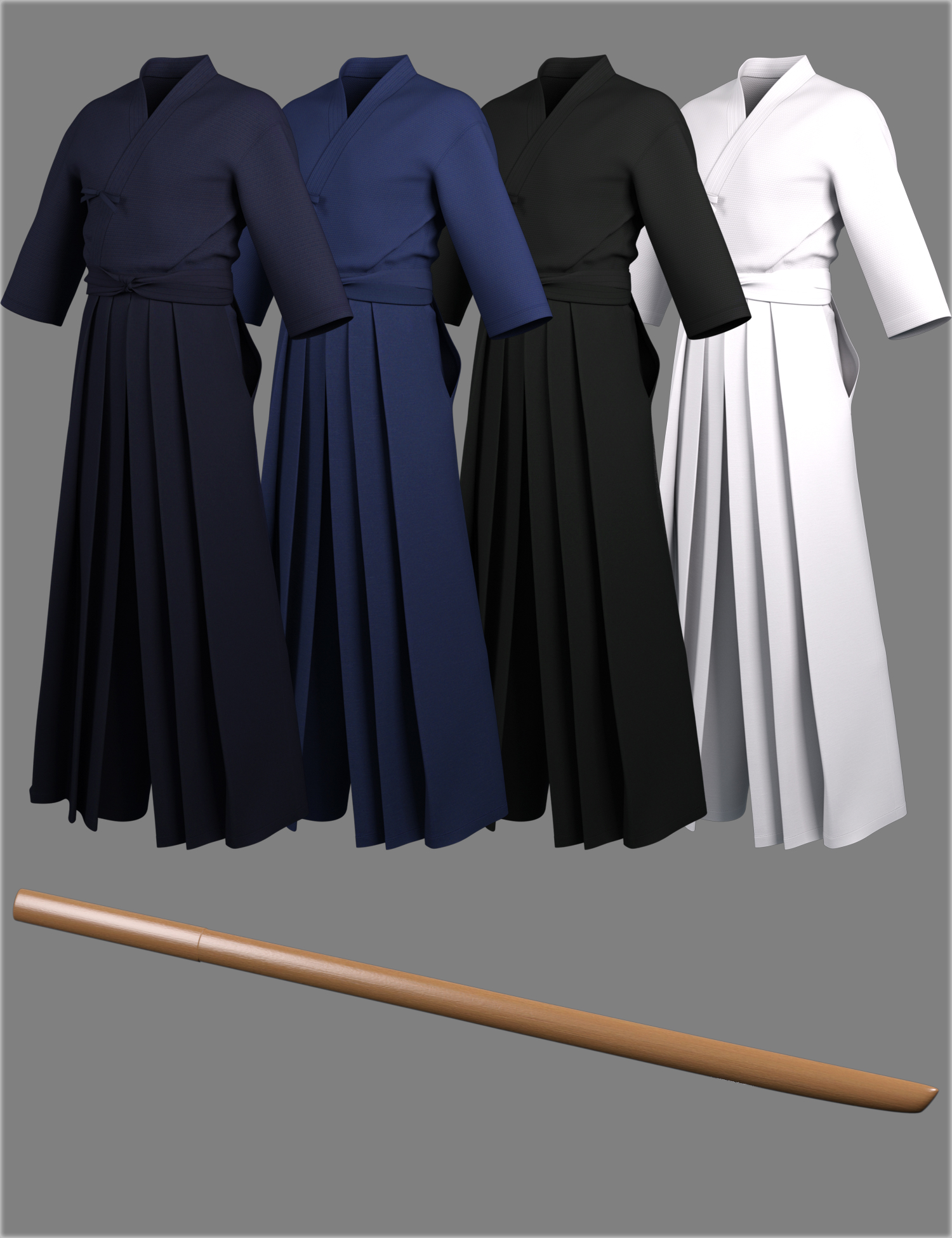 dForce HnC Kendo Uniform Outfits for Genesis 8.1 Males | Daz 3D