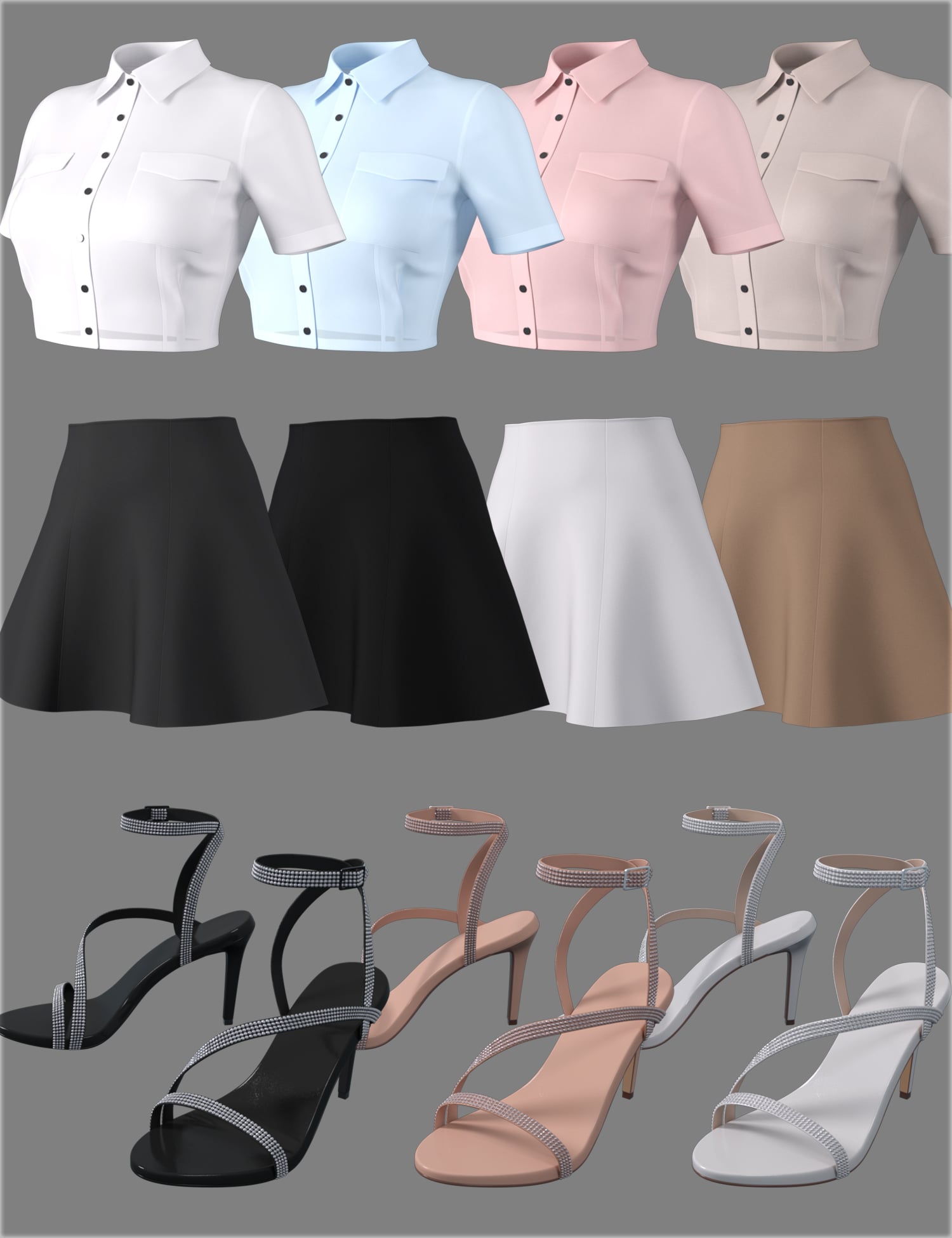 dForce HnC Cropped Shirt Outfits for Genesis 8.1 Females | Daz 3D