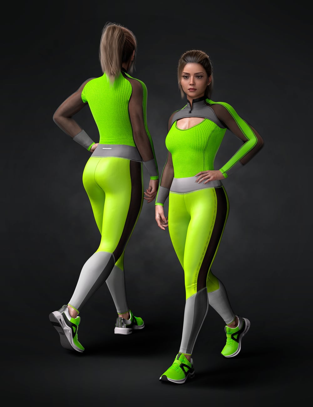 AJC Aero Fitness Outfit for Genesis 8 and 8.1 Females | Daz 3D