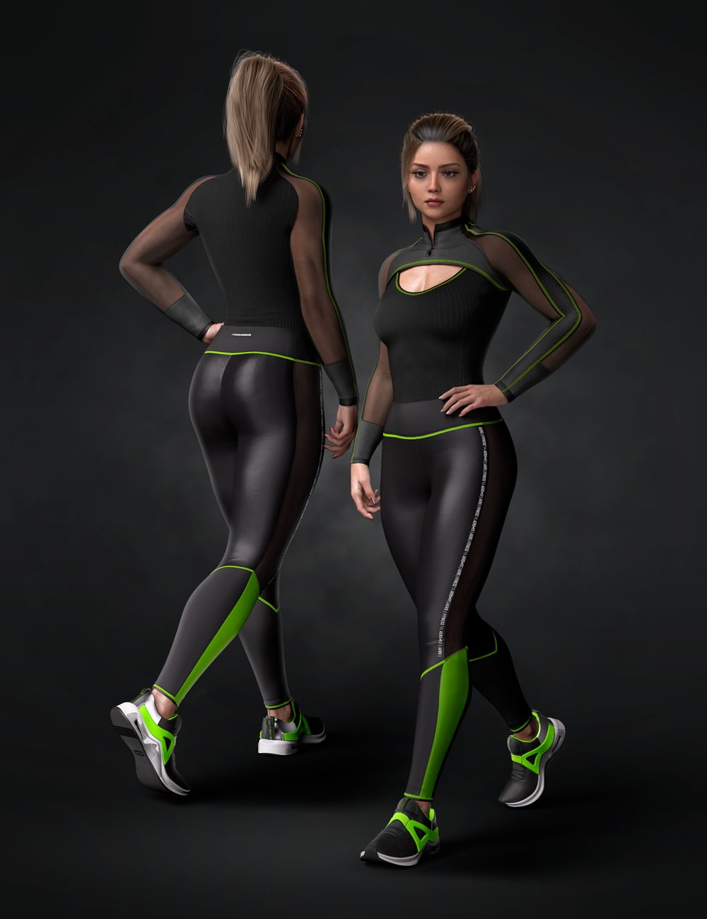 AJC Aero Fitness Outfit for Genesis 8 and 8.1 Females | Daz 3D