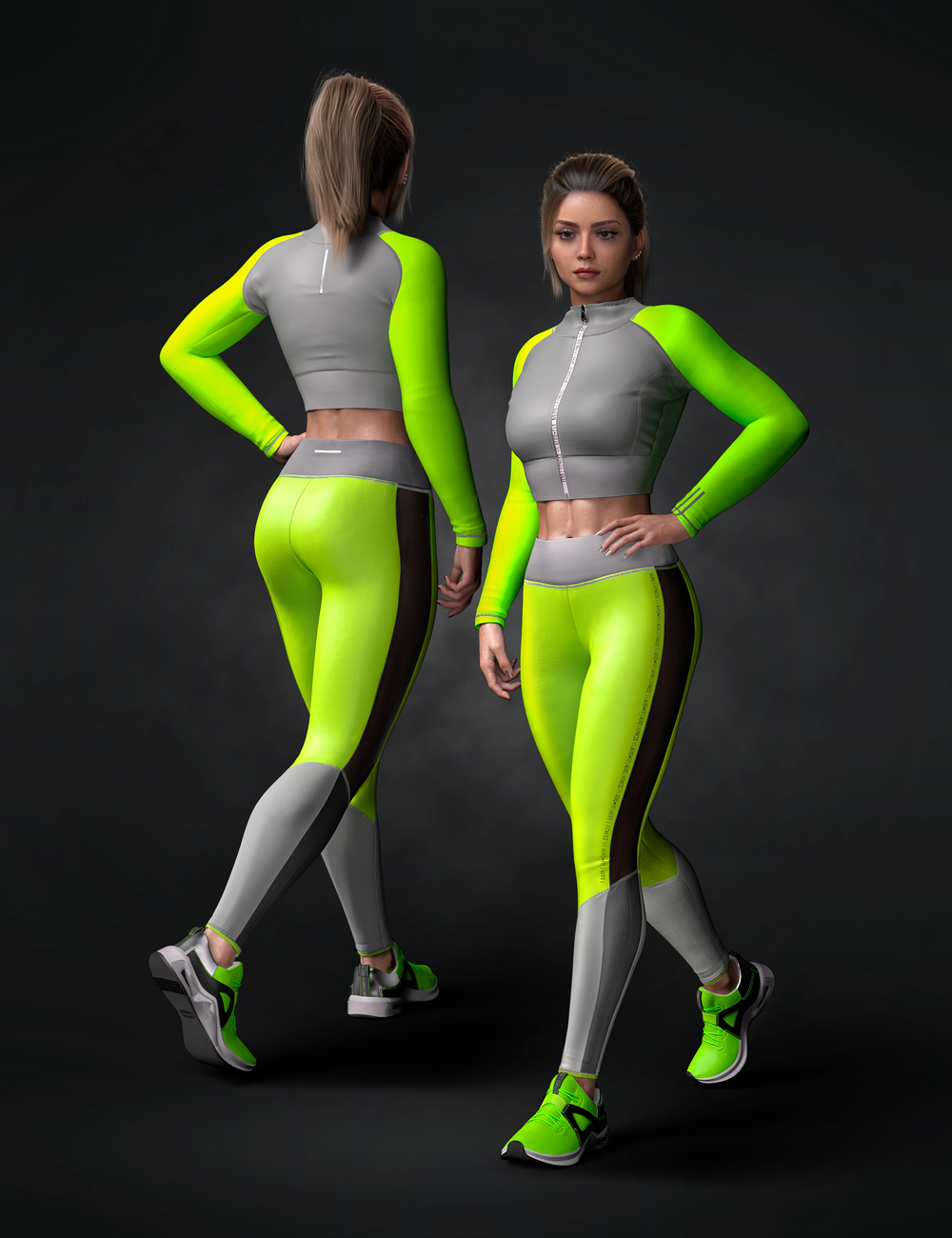 AJC Aero Fitness Outfit for Genesis 8 and 8.1 Females | Daz 3D