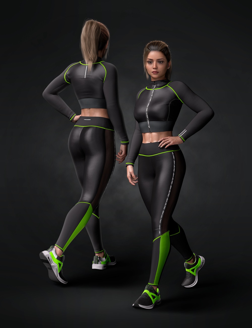 AJC Aero Fitness Outfit for Genesis 8 and 8.1 Females | Daz 3D