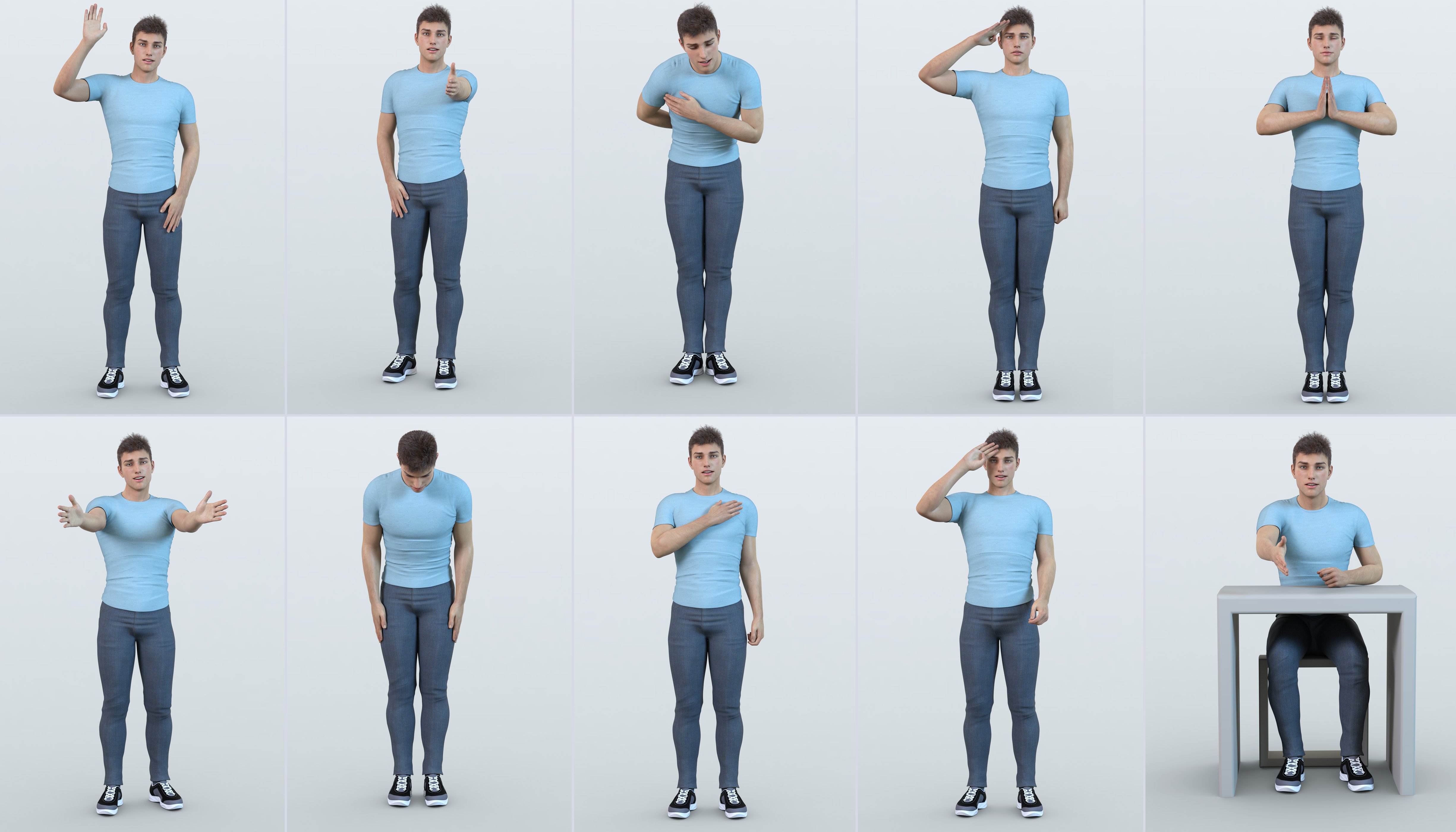 Z Greeting Poses Utility Collection for Genesis 8 and 8.1 | Daz 3D