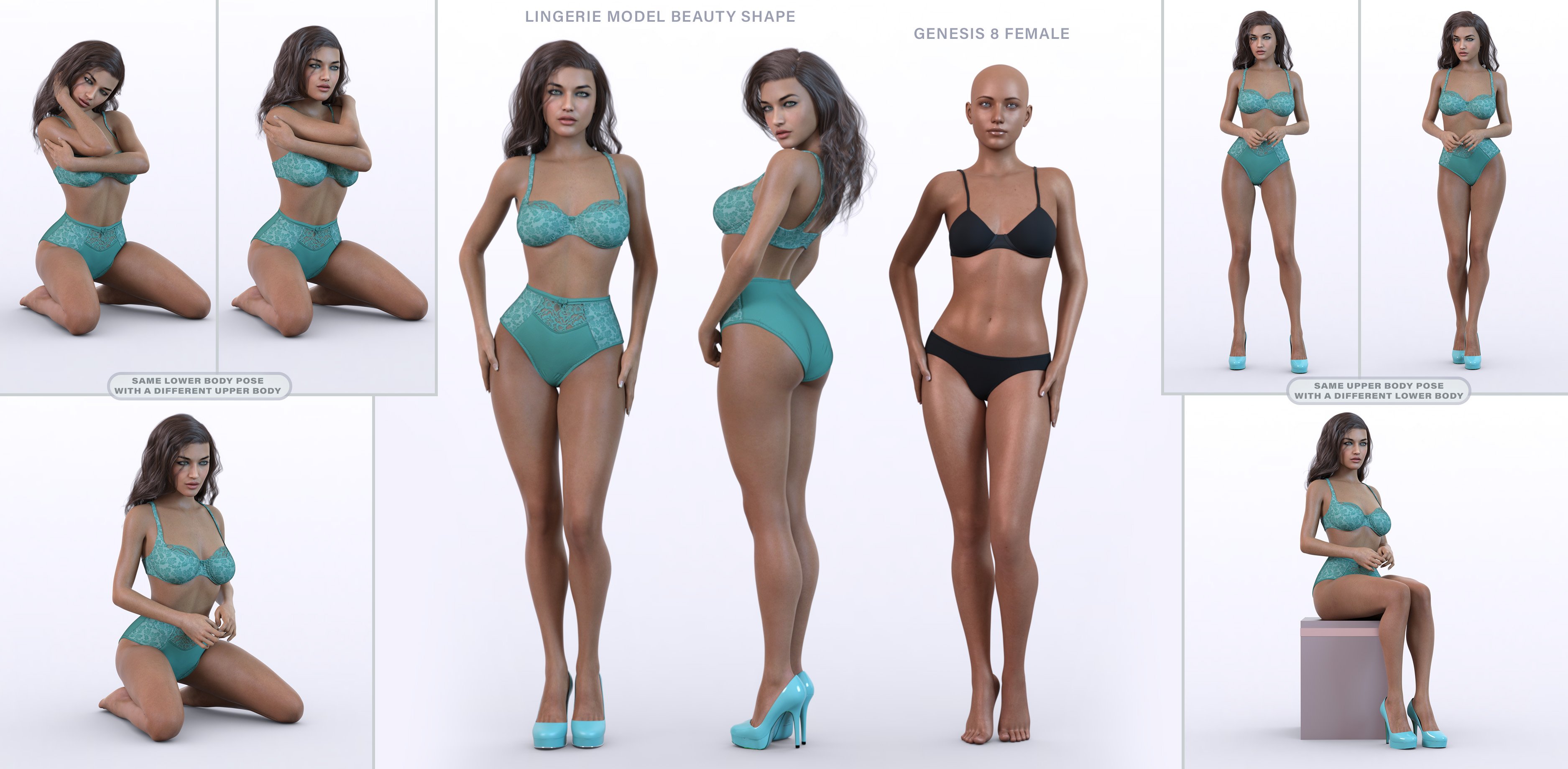Z Lingerie Model Shape and Pose Mega Set | Daz 3D