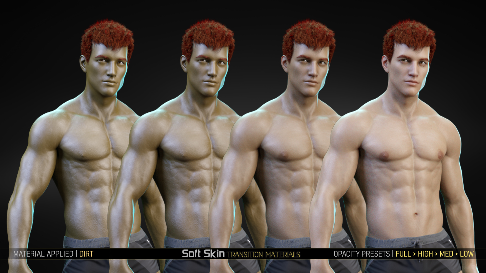 Soft Skin Transition Materials for Genesis 8 and 8.1 Males | Daz 3D