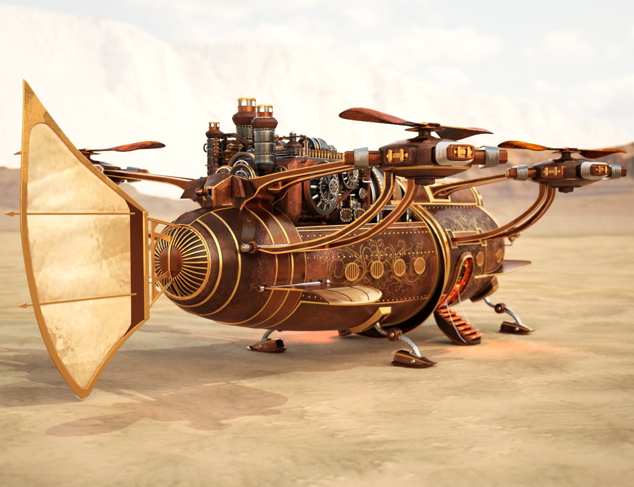 XI Steampunk Helicopter | Daz 3D