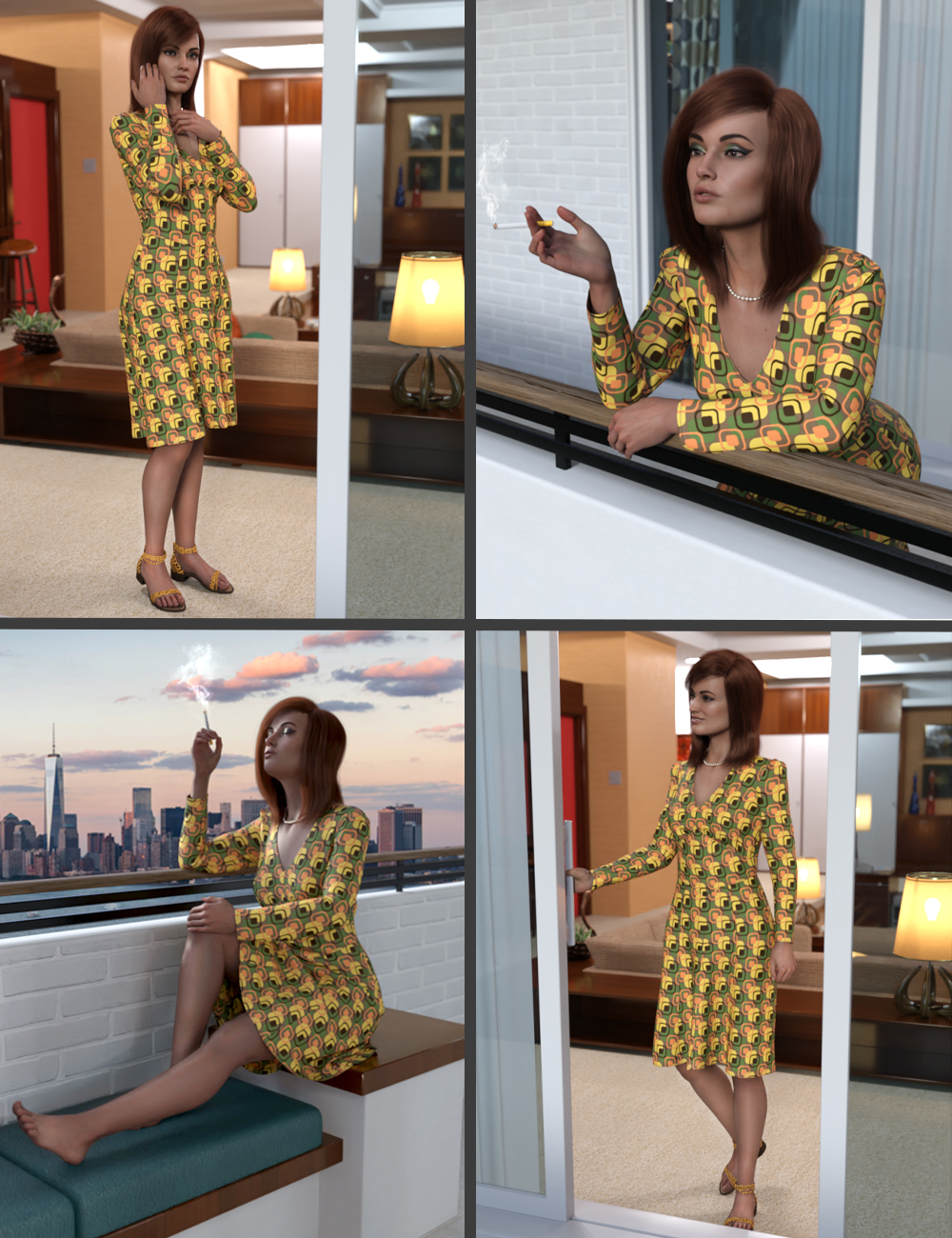 Poses for Retro Living Room for Jacqueline 8.1 and Michael 8.1 | Daz 3D
