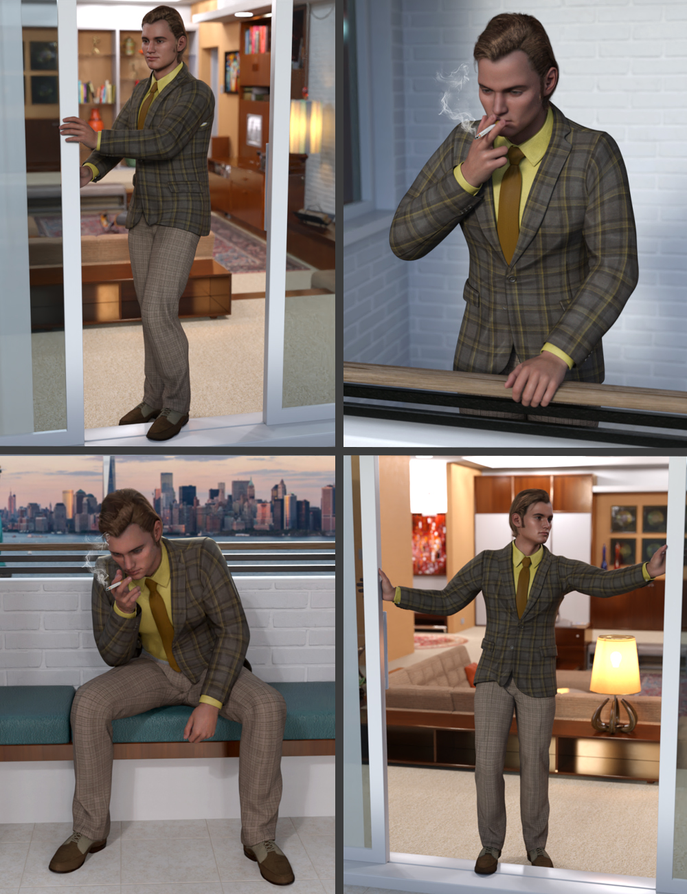Poses for Retro Living Room for Jacqueline 8.1 and Michael 8.1 | Daz 3D