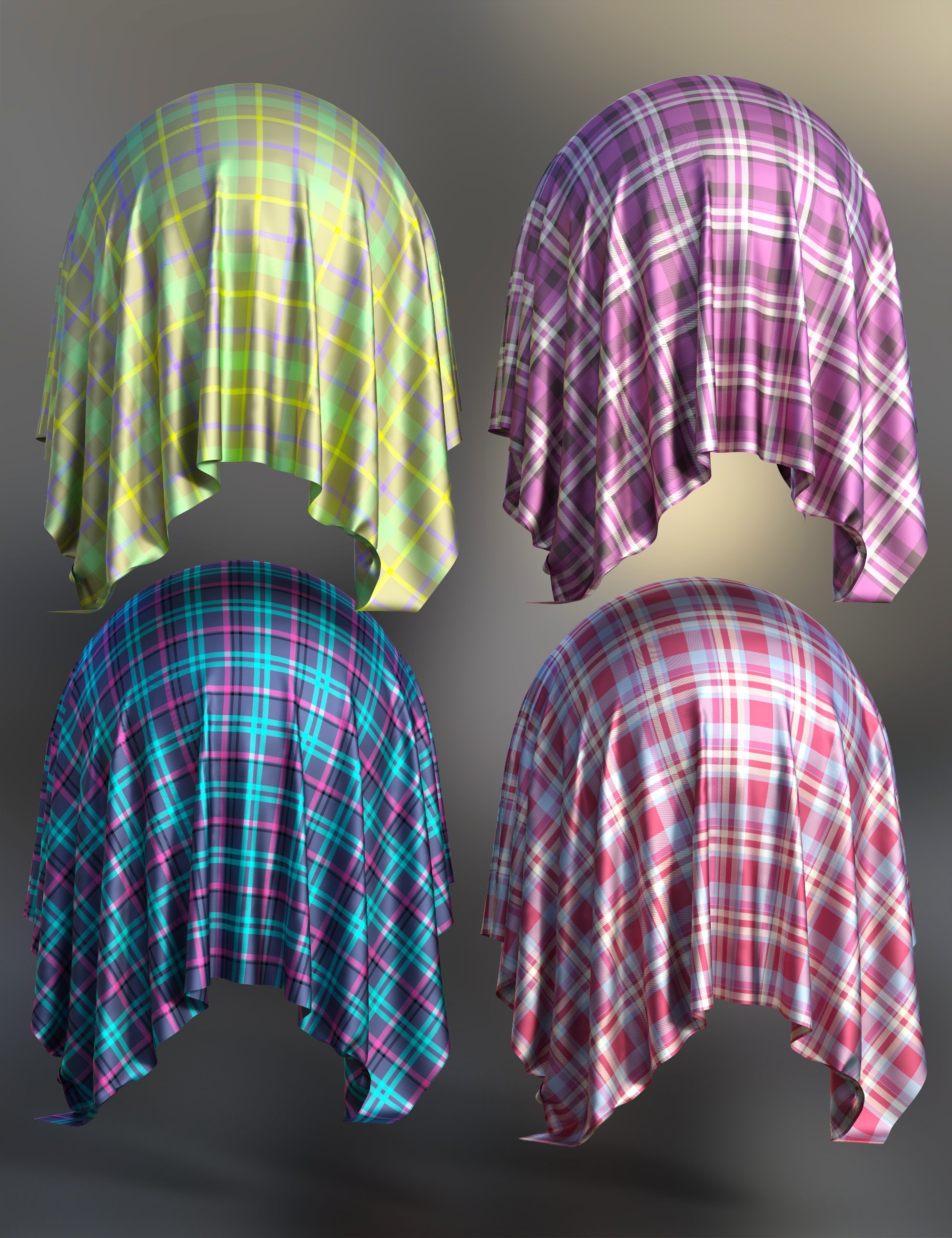 Summer Silk Tartan Fabric Iray Shaders | Daz 3D