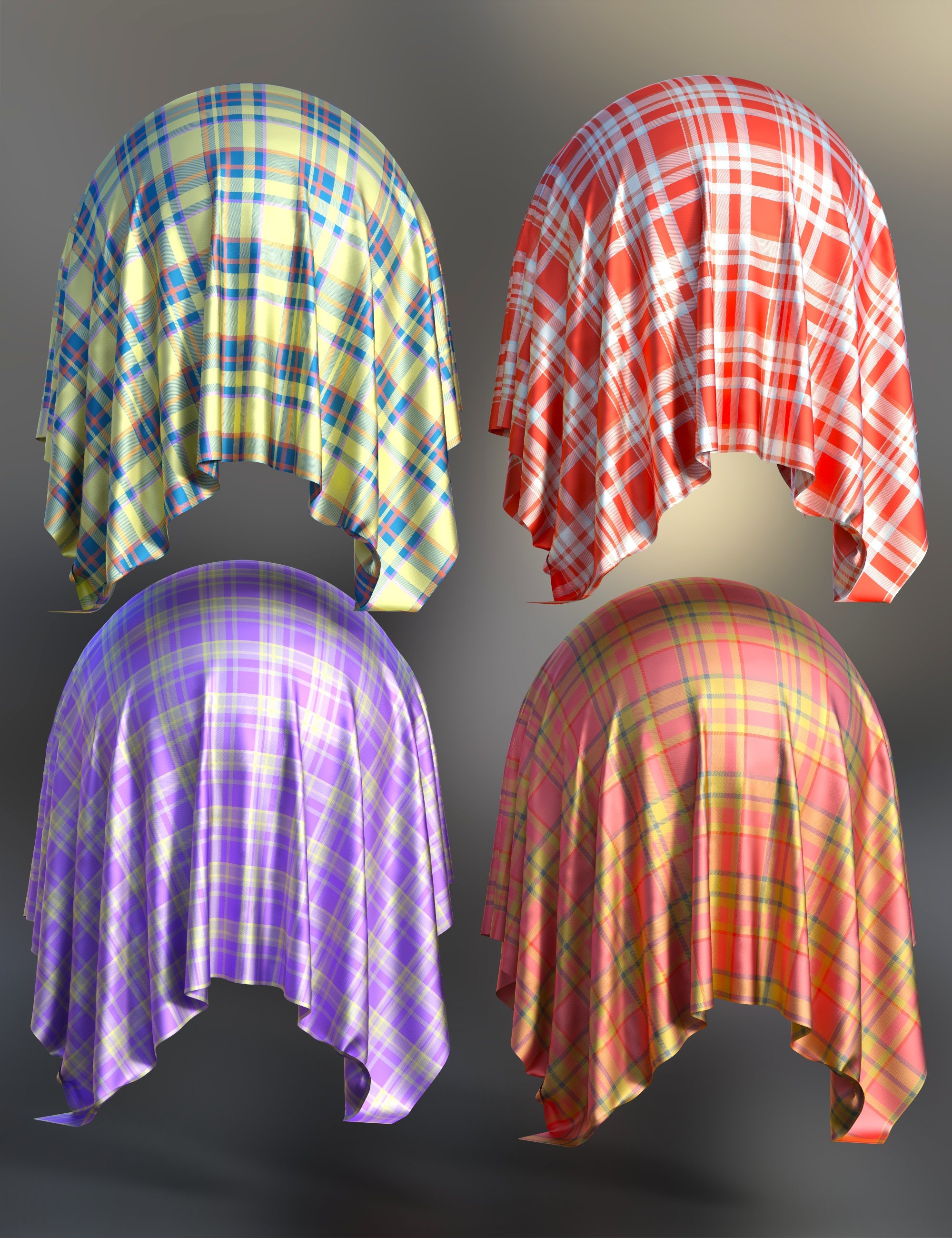 Summer Silk Tartan Fabric Iray Shaders | Daz 3D