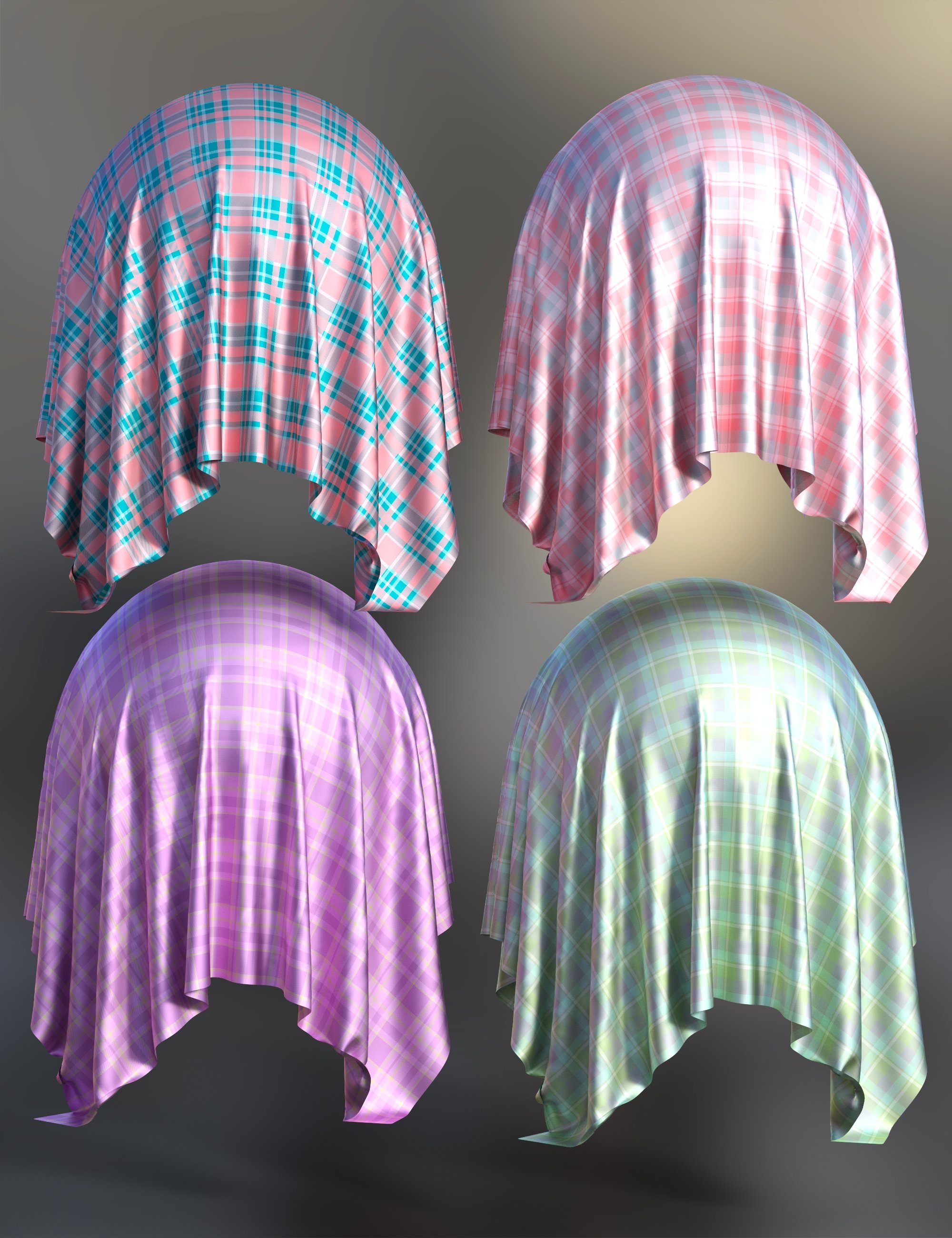 Summer Silk Tartan Fabric Iray Shaders | Daz 3D