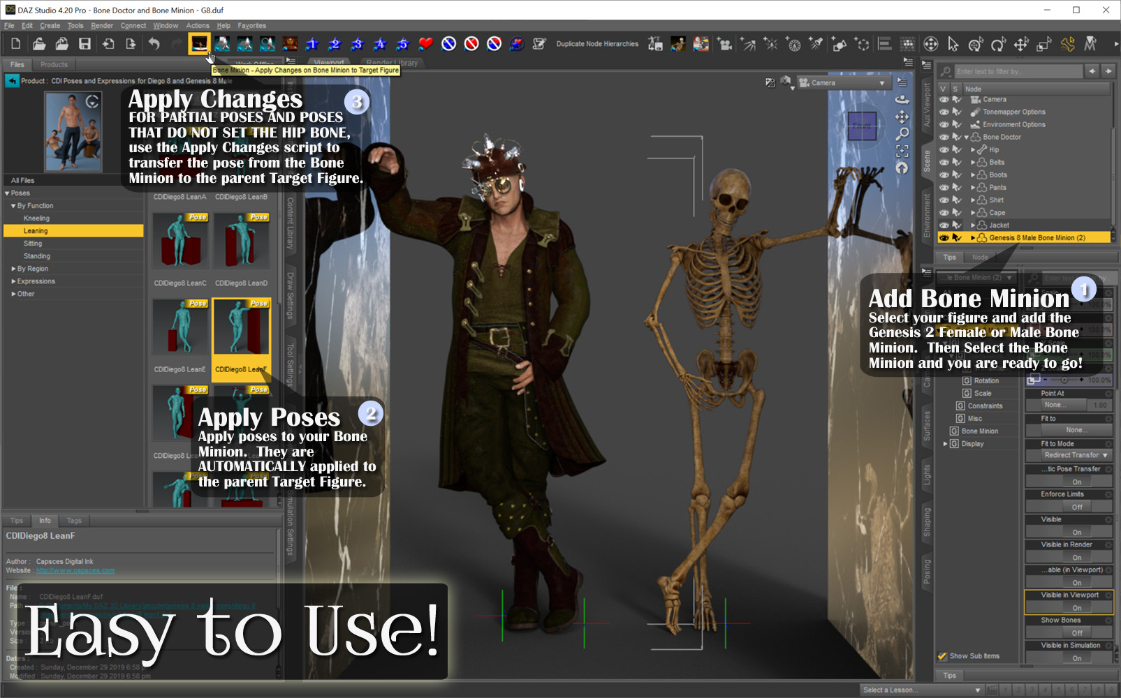 Bone Minion for Genesis 8 and 8.1 Poses for Genesis 3 | Daz 3D