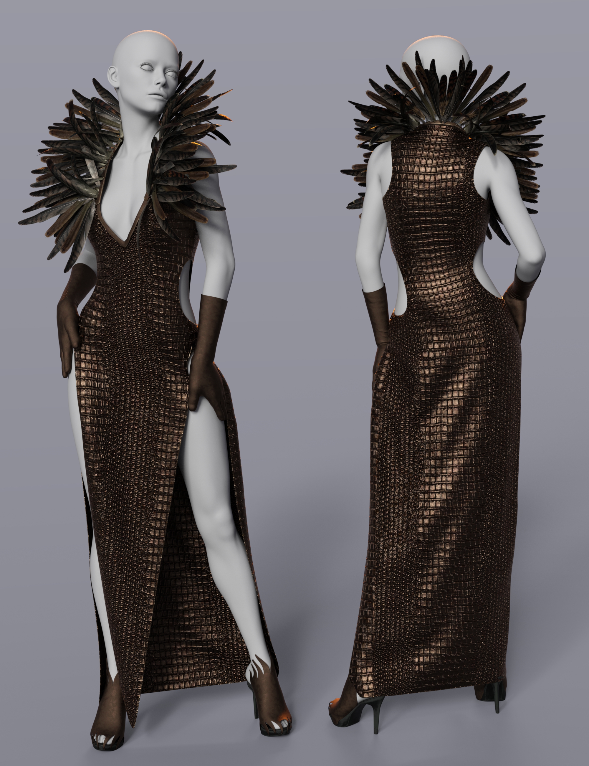 White Raven for Lady Raven Outfit | Daz 3D