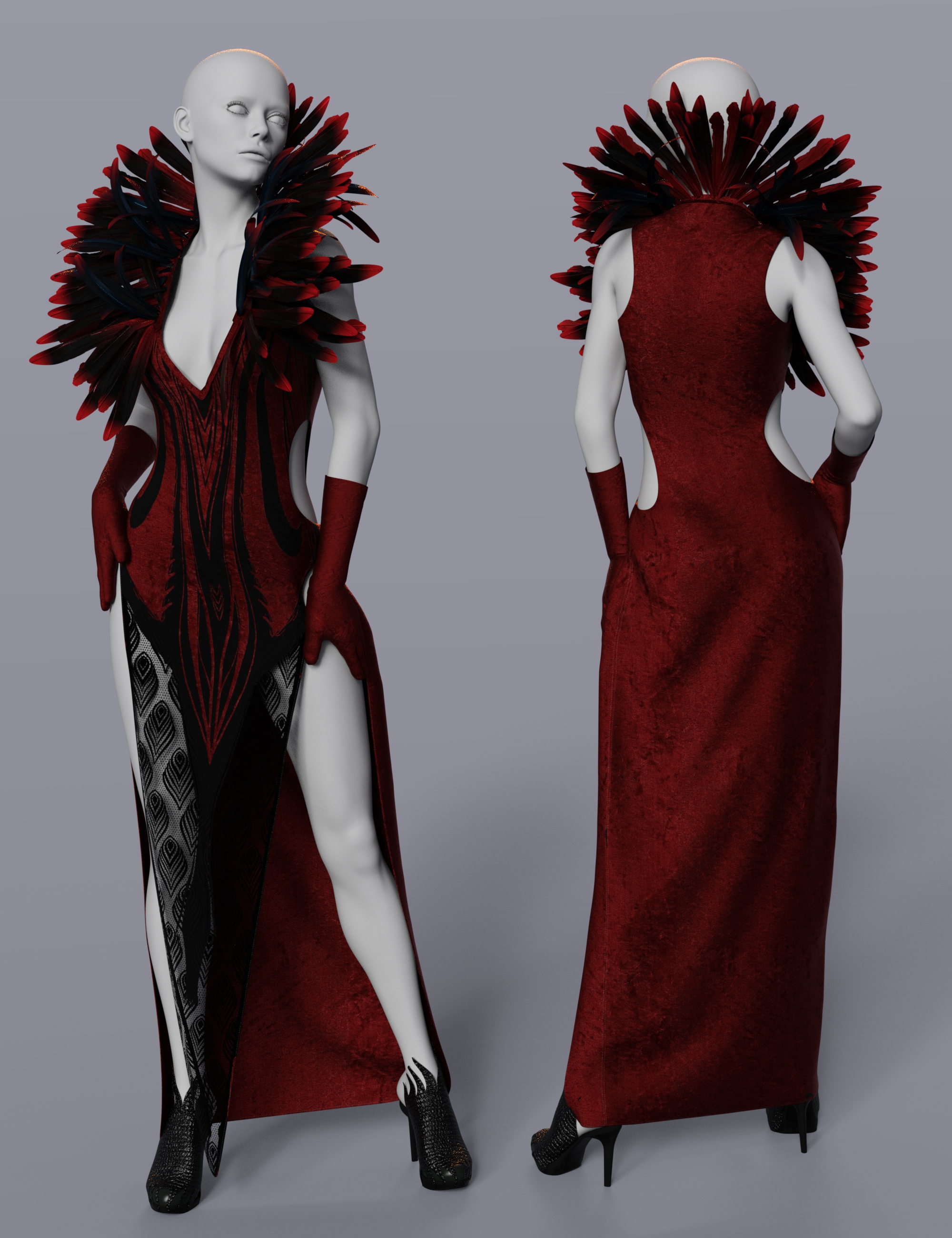 White Raven for Lady Raven Outfit | Daz 3D