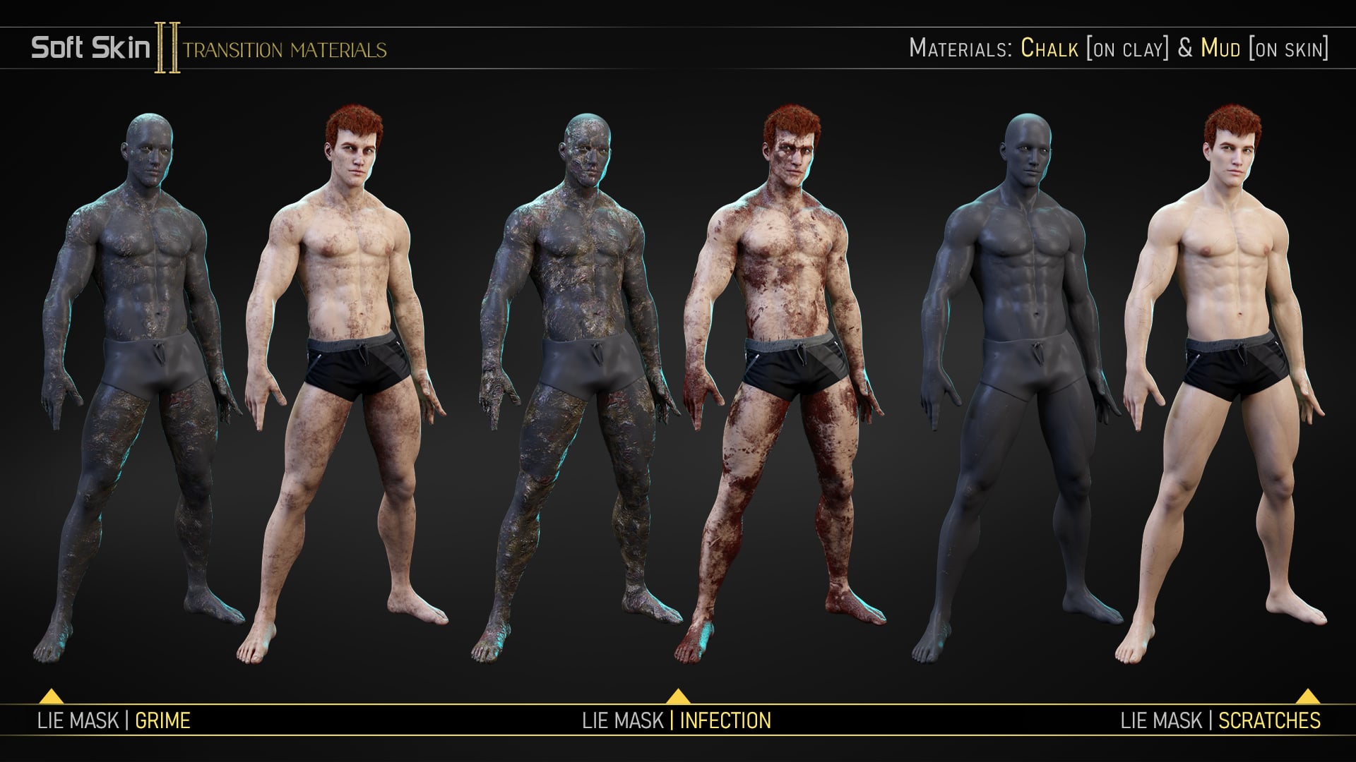 Soft Skin Transition Materials 2 for Genesis 8 and 8.1 Males | Daz 3D