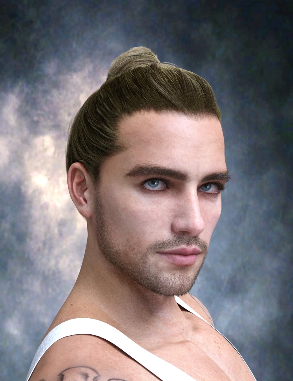 Tico Male Bun Hair for Genesis 8 Males | Daz 3D
