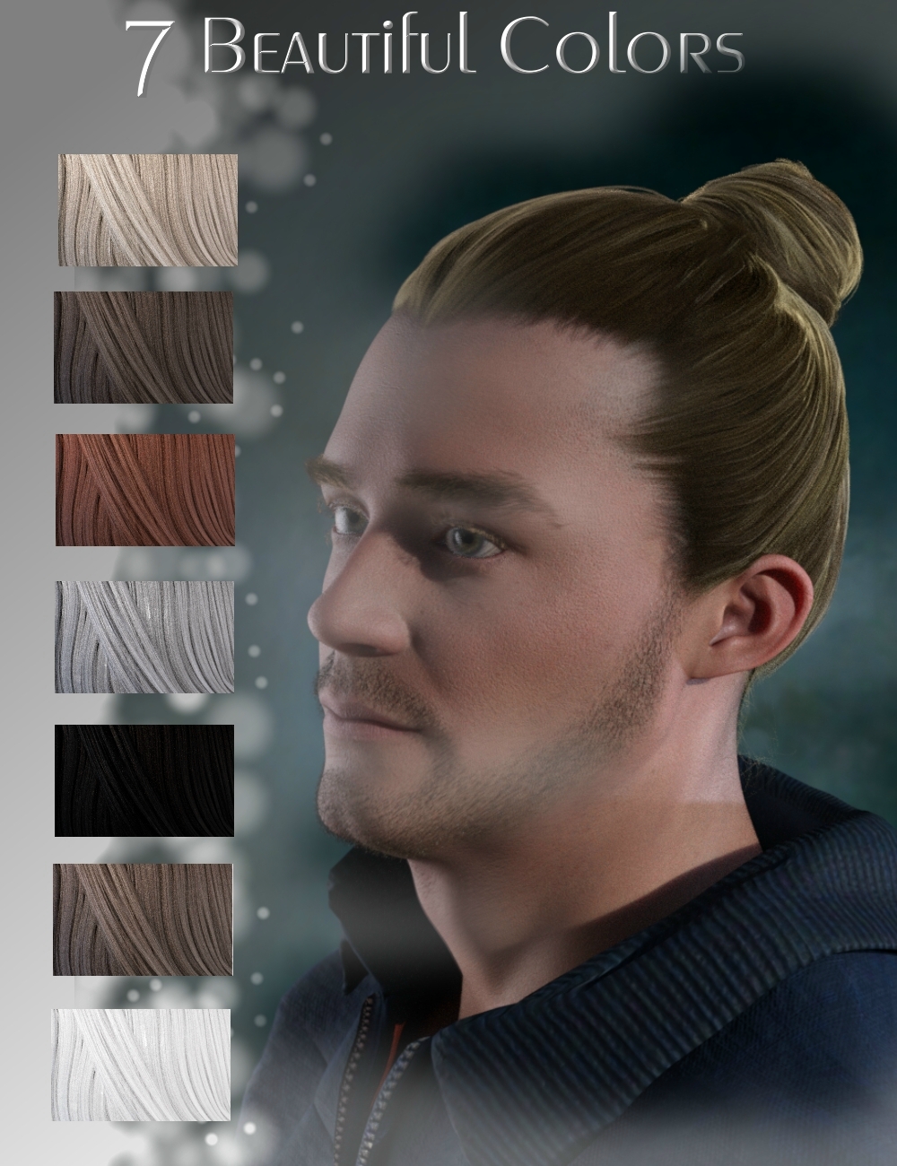 Tico Male Bun Hair for Genesis 8 Males | Daz 3D