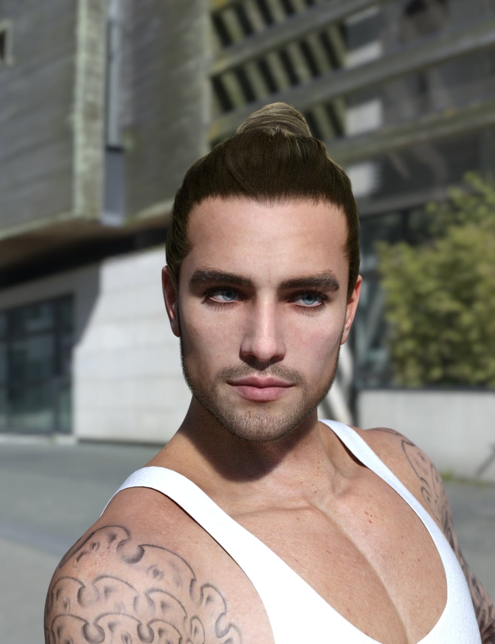 Tico Male Bun Hair for Genesis 8 Males | Daz 3D
