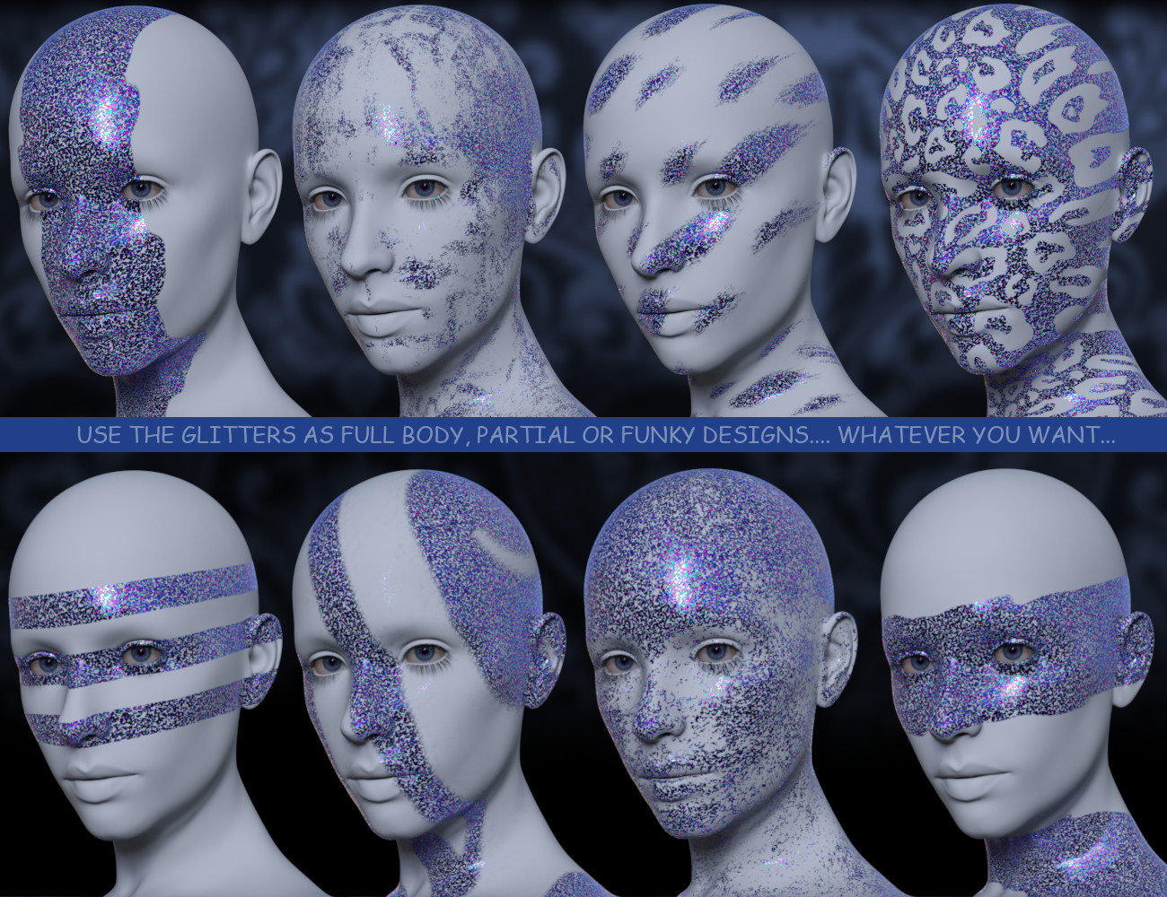 Full-Body Glitter Geoshells for Genesis 9 | Daz 3D