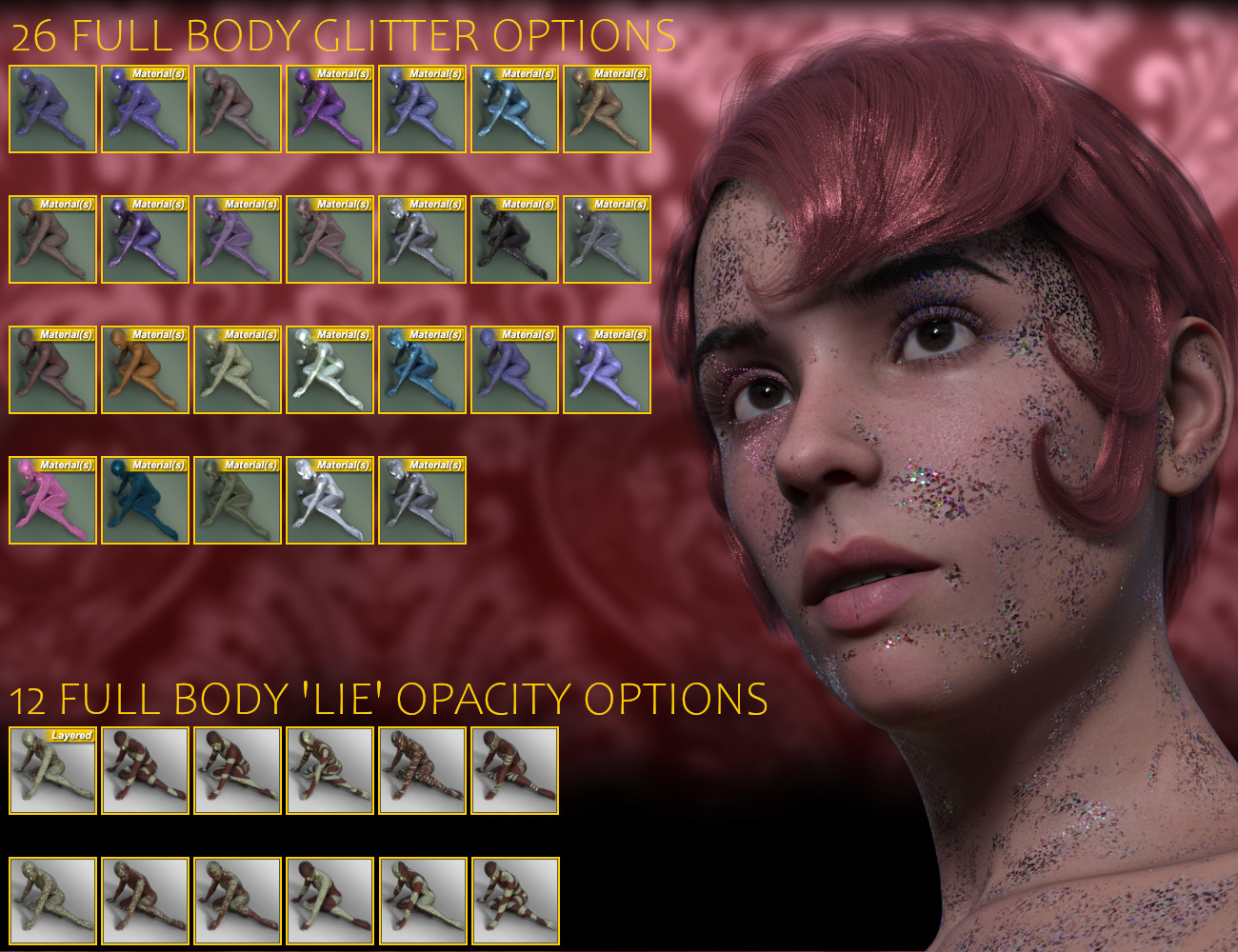 Full-Body Glitter Geoshells for Genesis 9 | Daz 3D