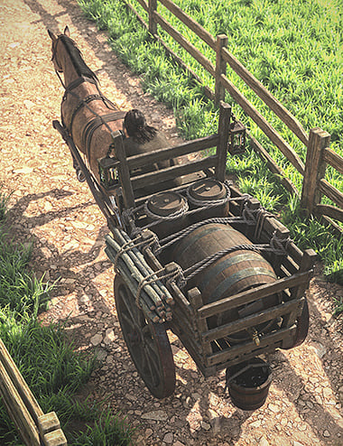 LoREZ Horse Two-Wheel Cart | Daz 3D