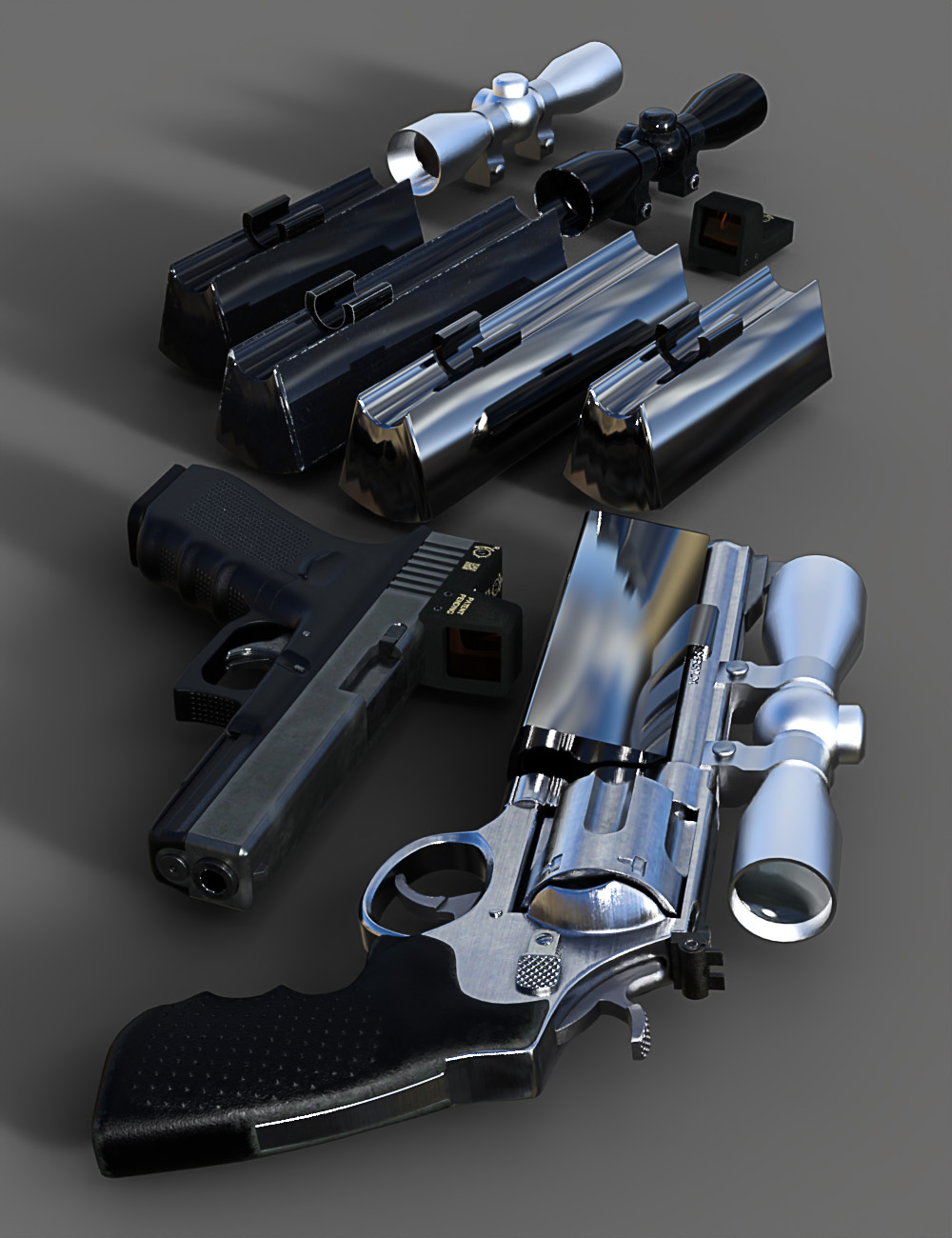 Modern Handguns Poses 2 for Genesis 8 and 8.1 Females | Daz 3D