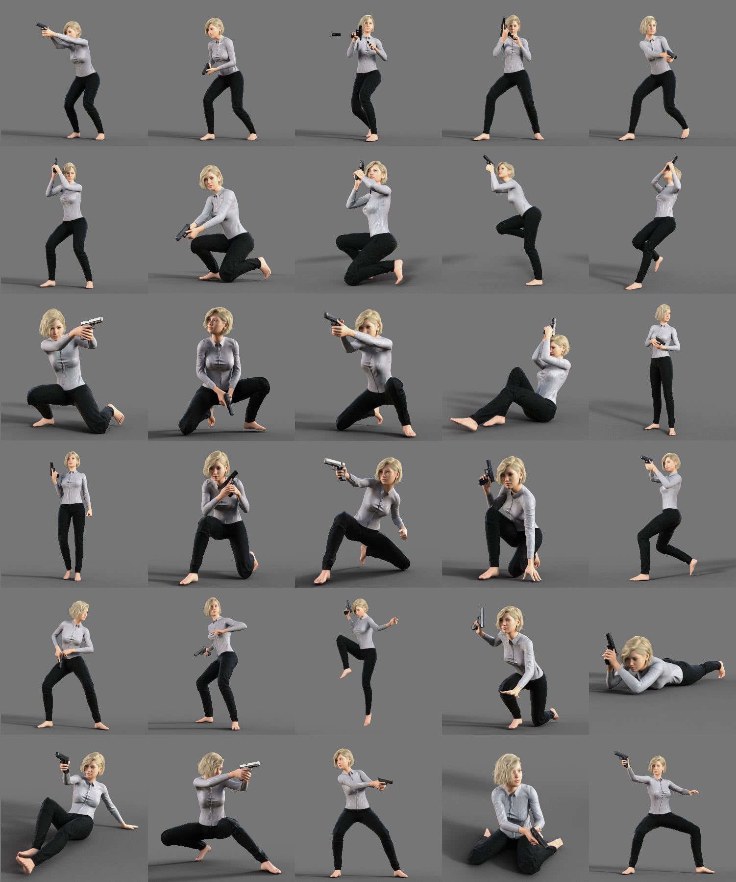 Modern Handguns Poses 2 for Genesis 8 and 8.1 Females | Daz 3D