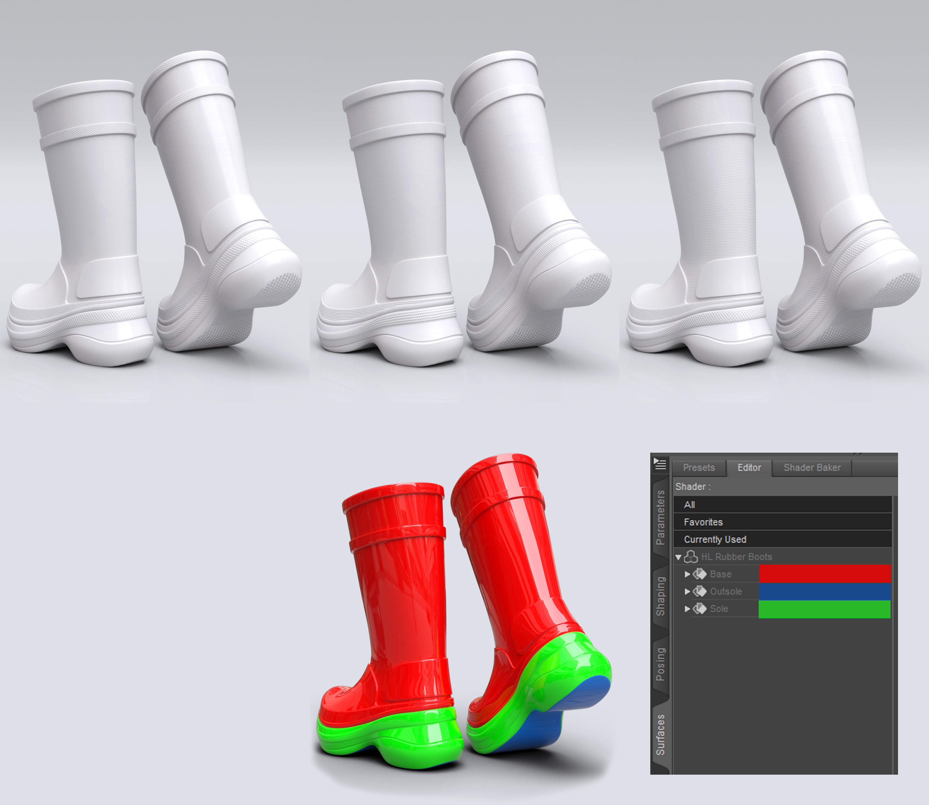 HL Rubber Boots for Genesis 8 and 8.1 Female | Daz 3D