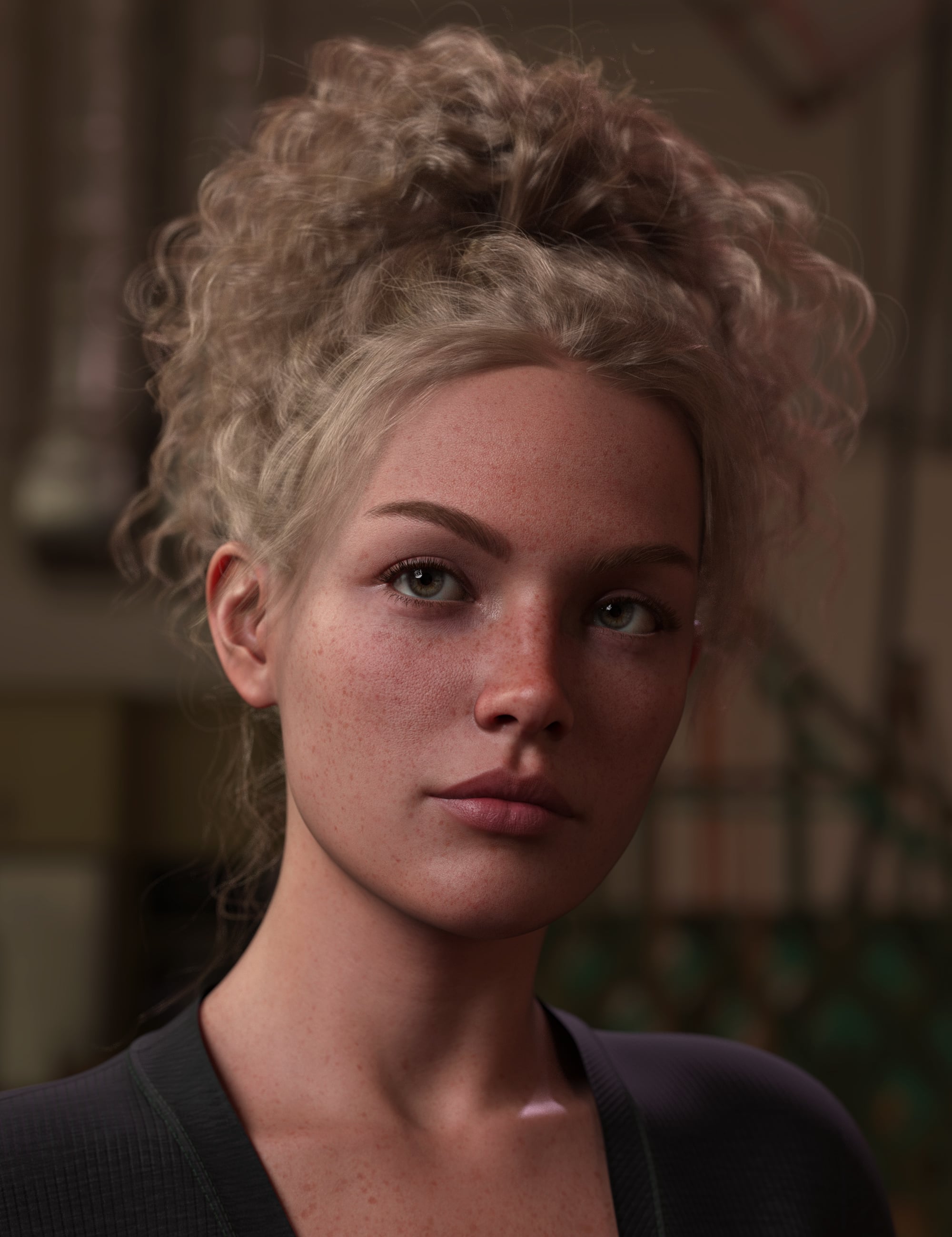 Curly Top Updo Hair for Genesis 9 | Daz 3D