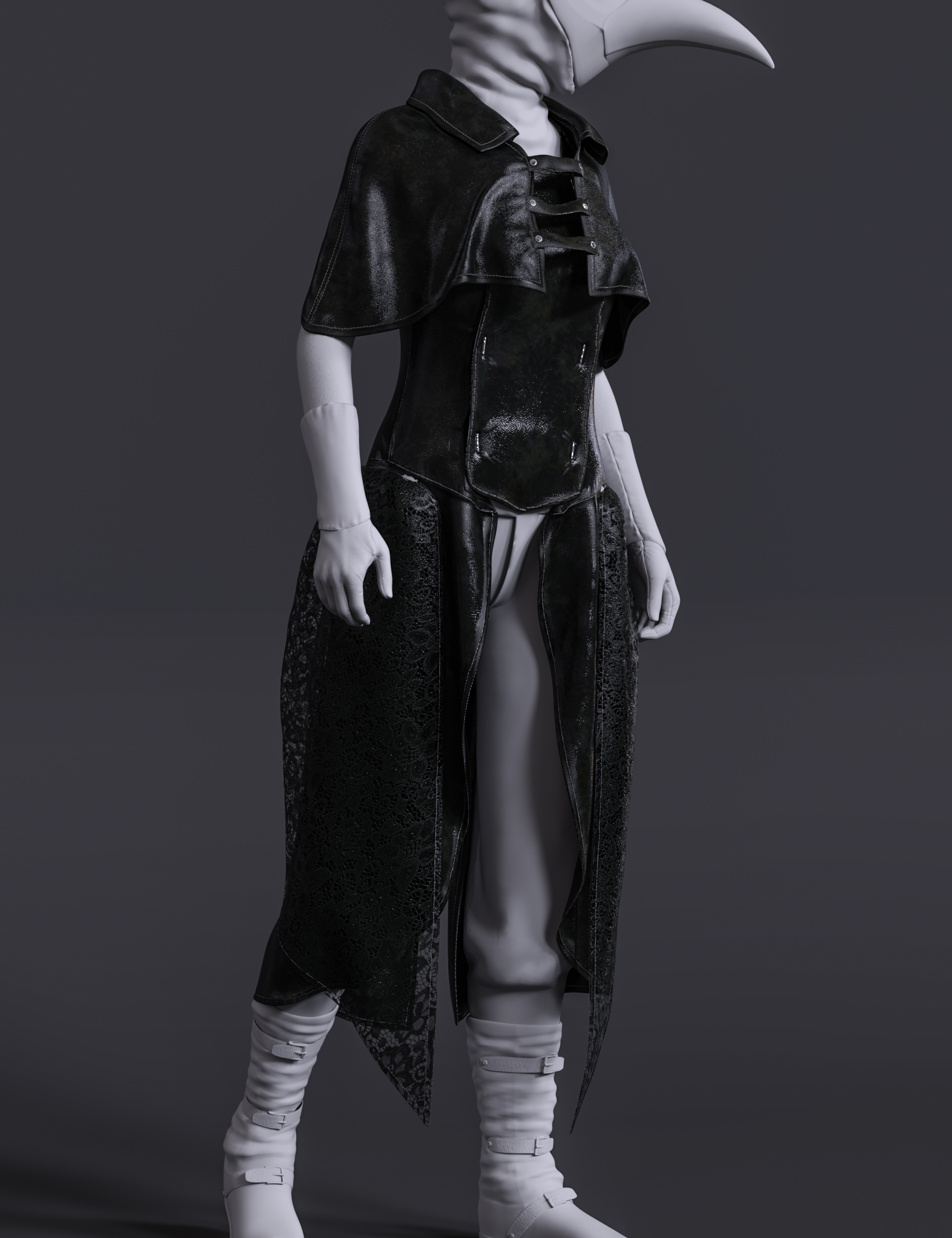 Halloween Plague Doctor dForce Dress and Cloak for Genesis 8 and 8.1 ...