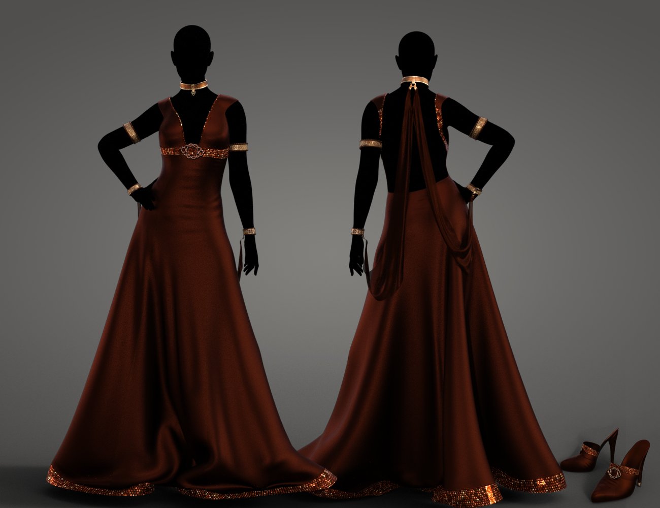 dForce CB Saffron Dress Set for Genesis 9 | Daz 3D