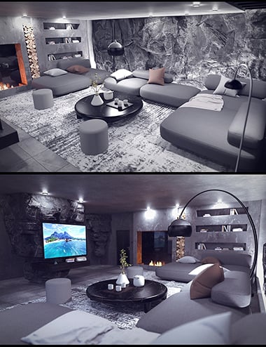 The Cliff House Living Room | Daz 3D