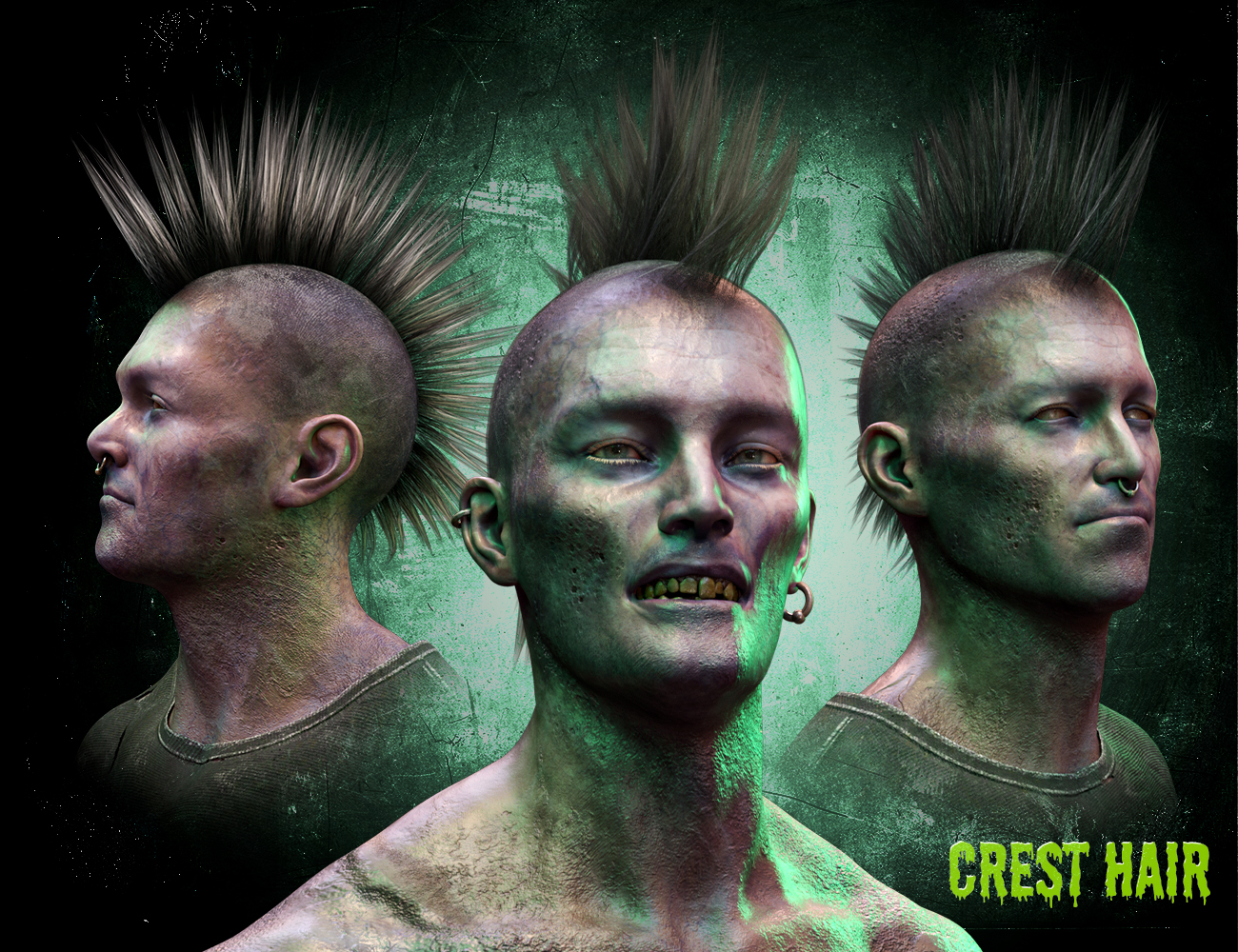 M3DZ Zombie Hair Set for Genesis 8 and 8.1 Males | Daz 3D