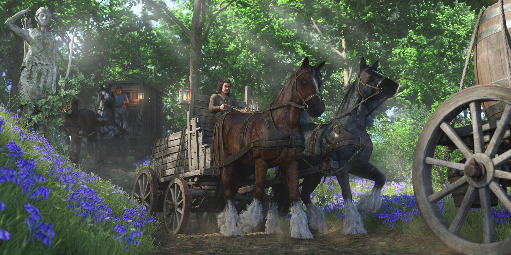 Four-Wheeled Cart for LoREZ Horse 2 | Daz 3D