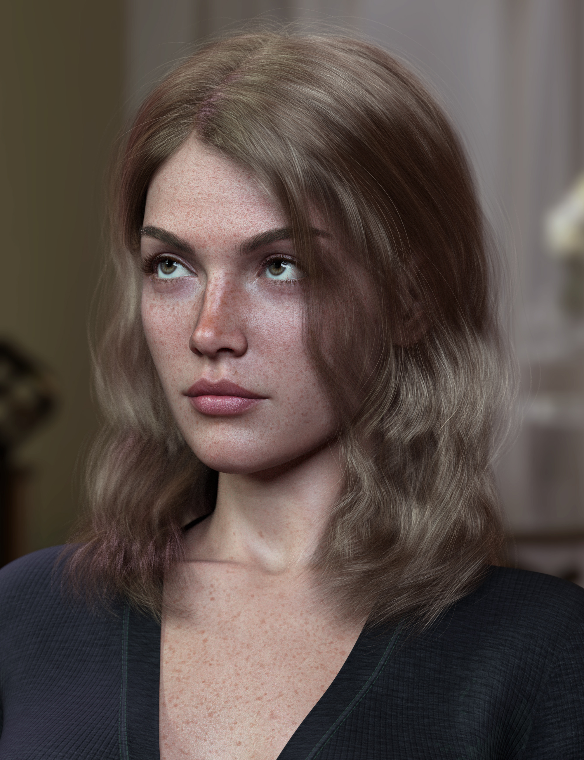 Side Parted Long Bob Hair for Genesis 9 | Daz 3D