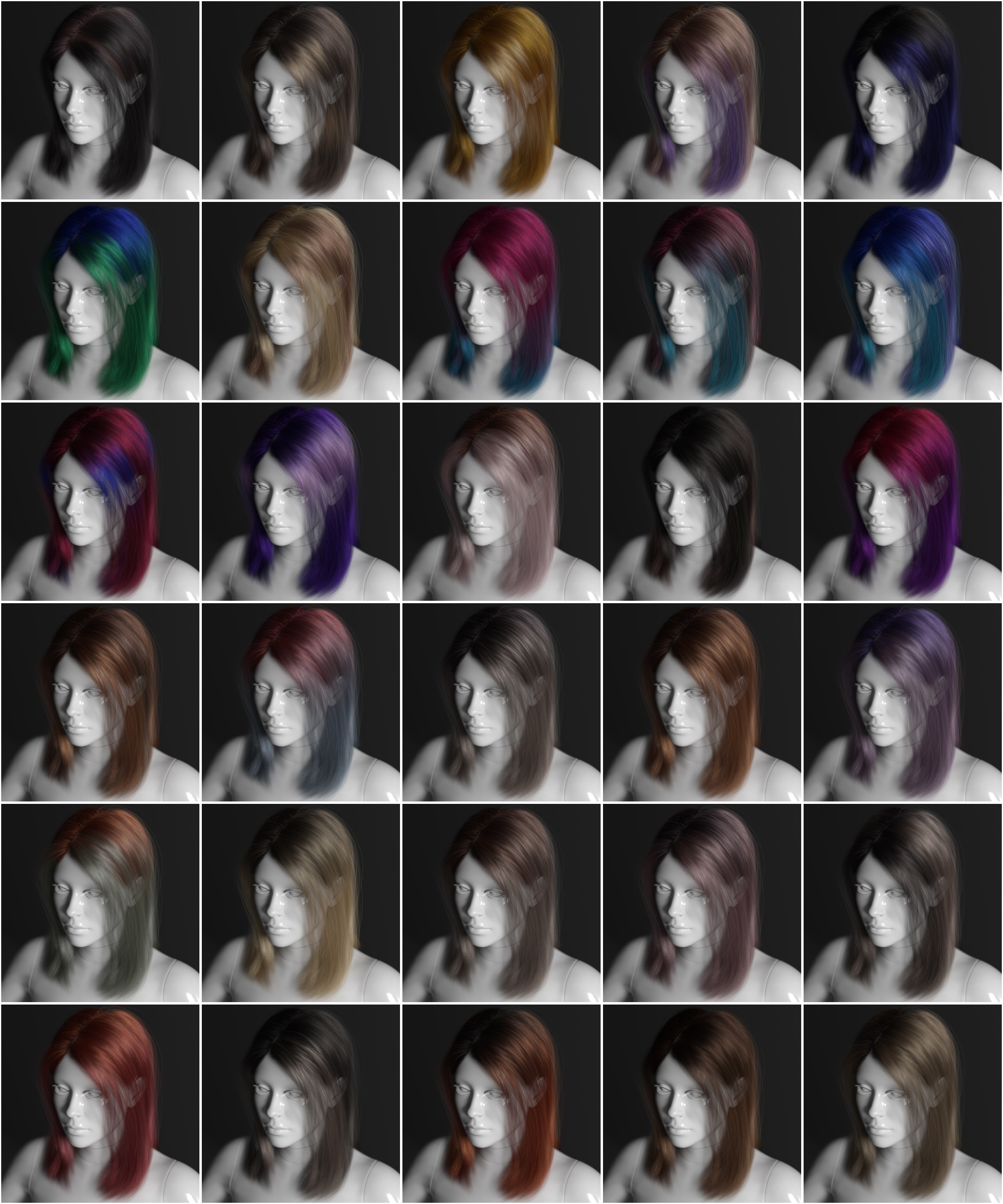 Side Parted Long Bob Hair Texture Expansion | Daz 3D