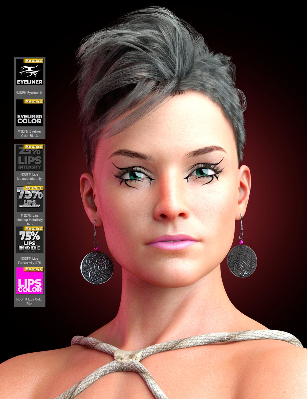 M3D Fantasy Makeup Geoshell and Earrings for Genesis 8 and 8.1 Females | Daz 3D