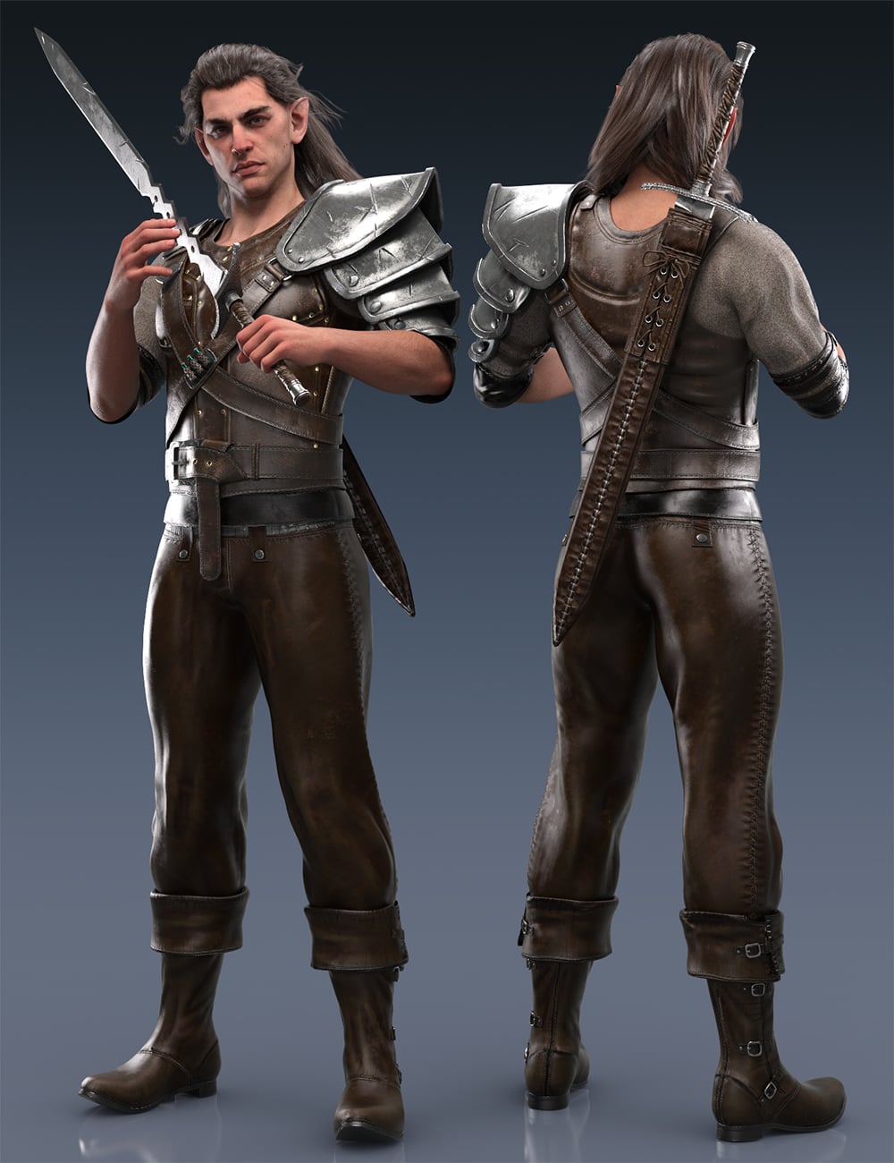 Elf Warrior Outfit Genesis 8 and 8.1 Males | Daz 3D