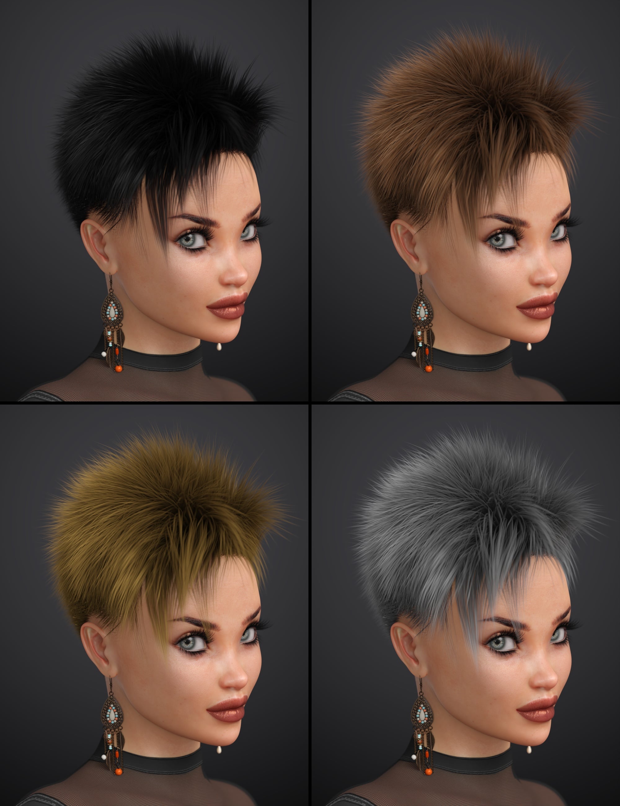 Side Spikes Hair for Genesis 3, 8, 8.1, and 9 | Daz 3D