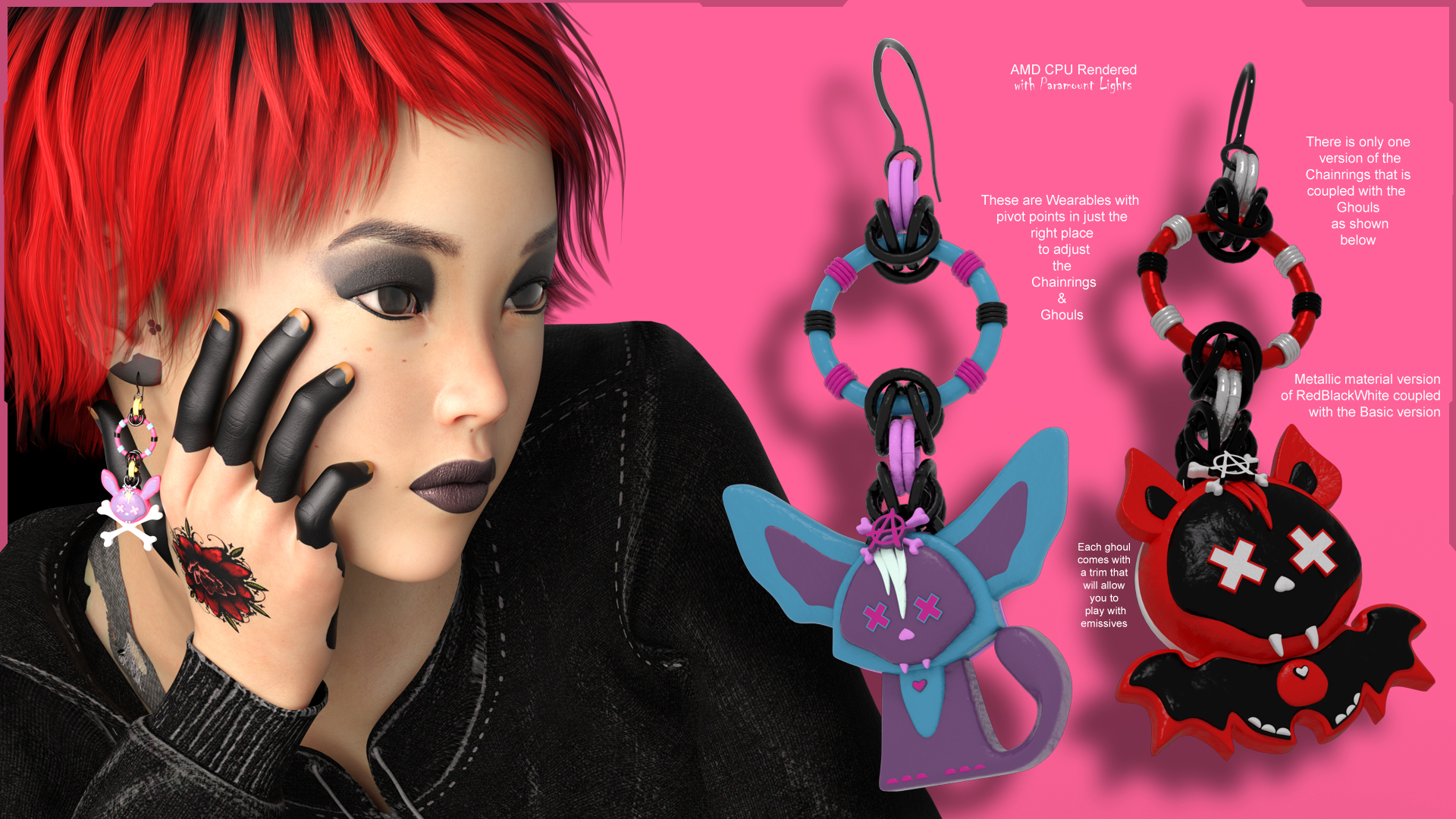 Anarchy Ghouls Earrings for Genesis 8 Females | Daz 3D