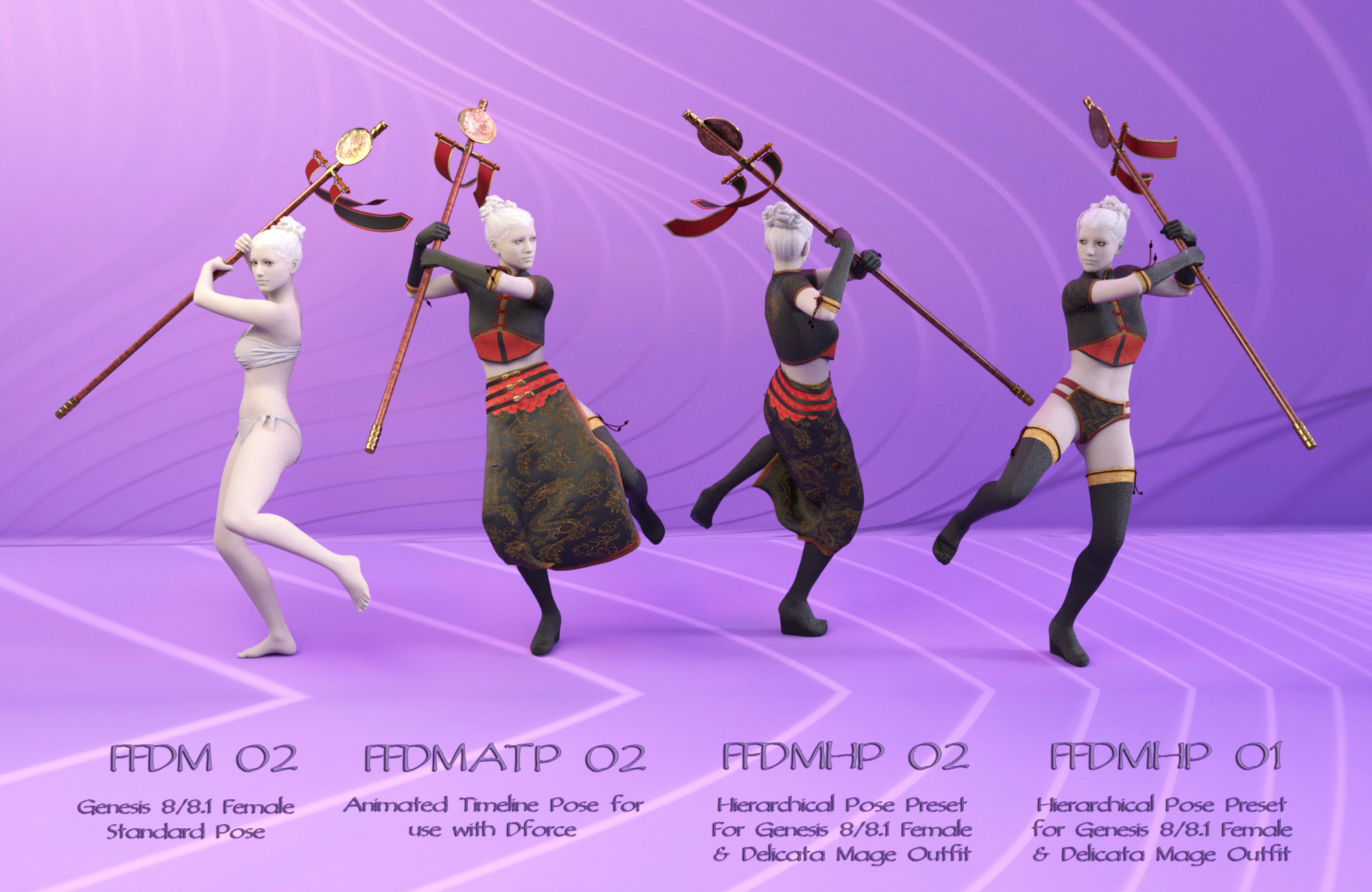 FF's Delicata Mage Poses for Genesis 8 and 8.1 Female | Daz 3D
