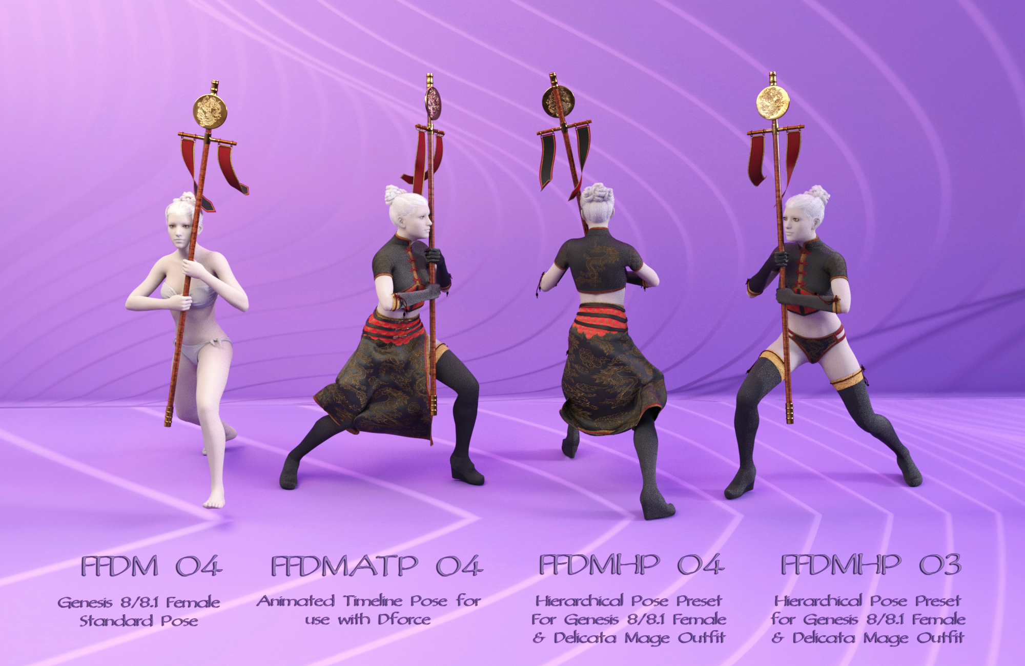 FF's Delicata Mage Poses for Genesis 8 and 8.1 Female | Daz 3D