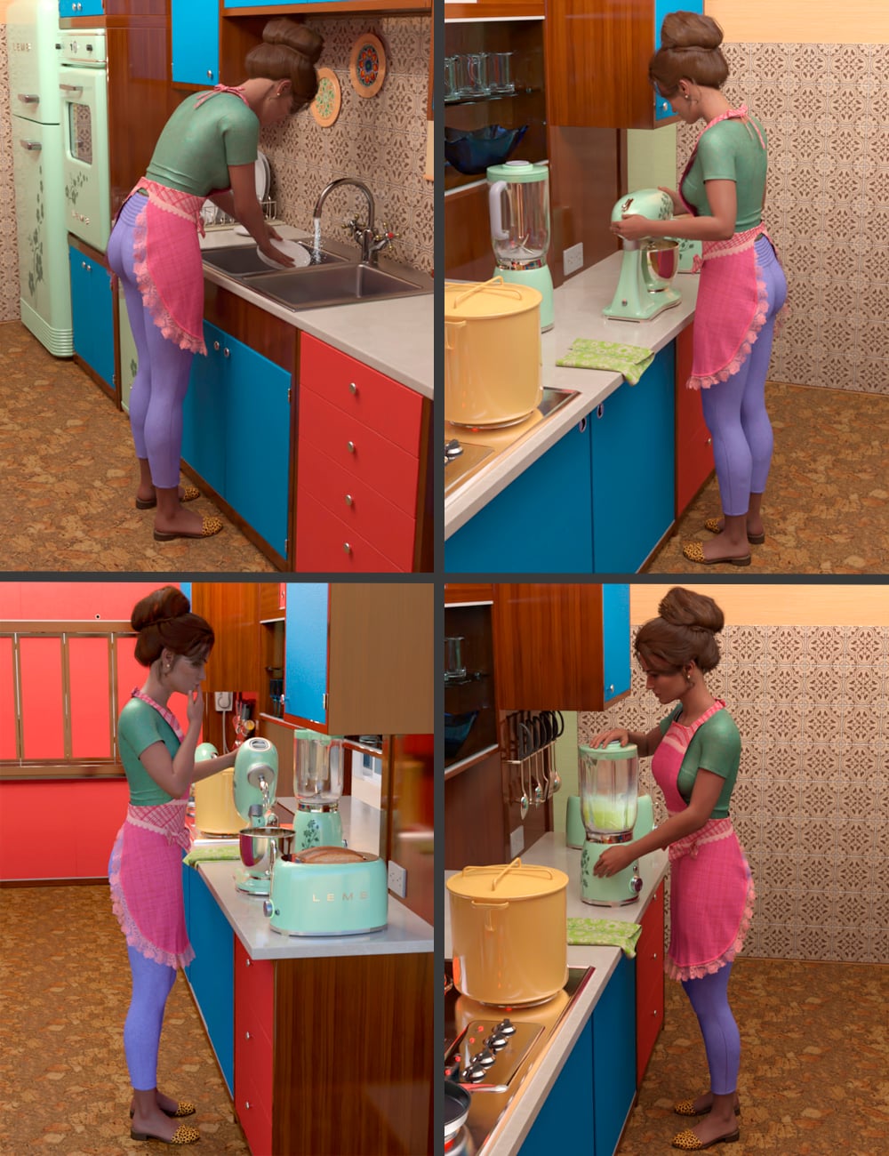 Retro Apartment Poses for Genesis 8 | Daz 3D